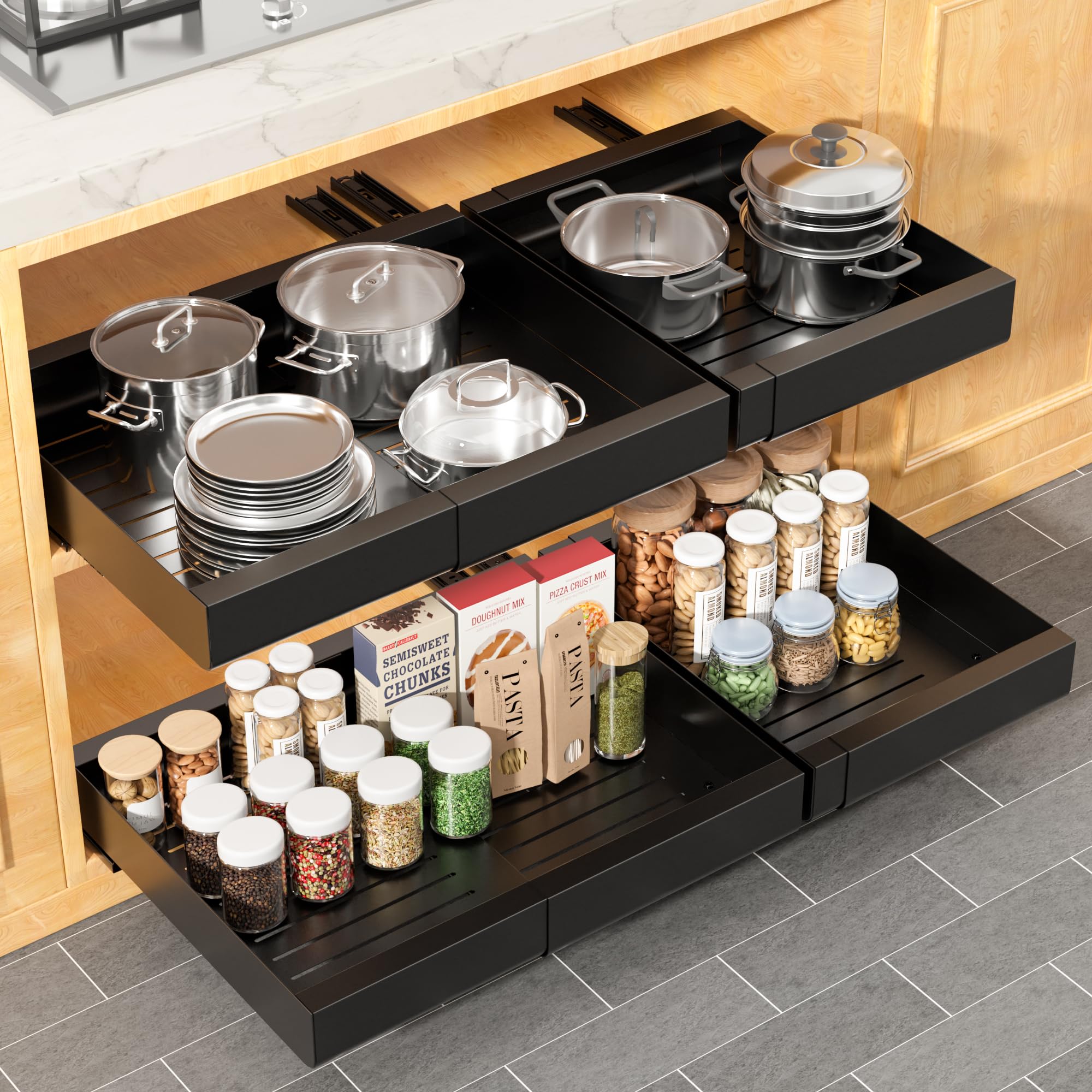 Amazon.com: KLKE Pull Out Cabinet Organizer, Width Expandable (11.7"-19 ...