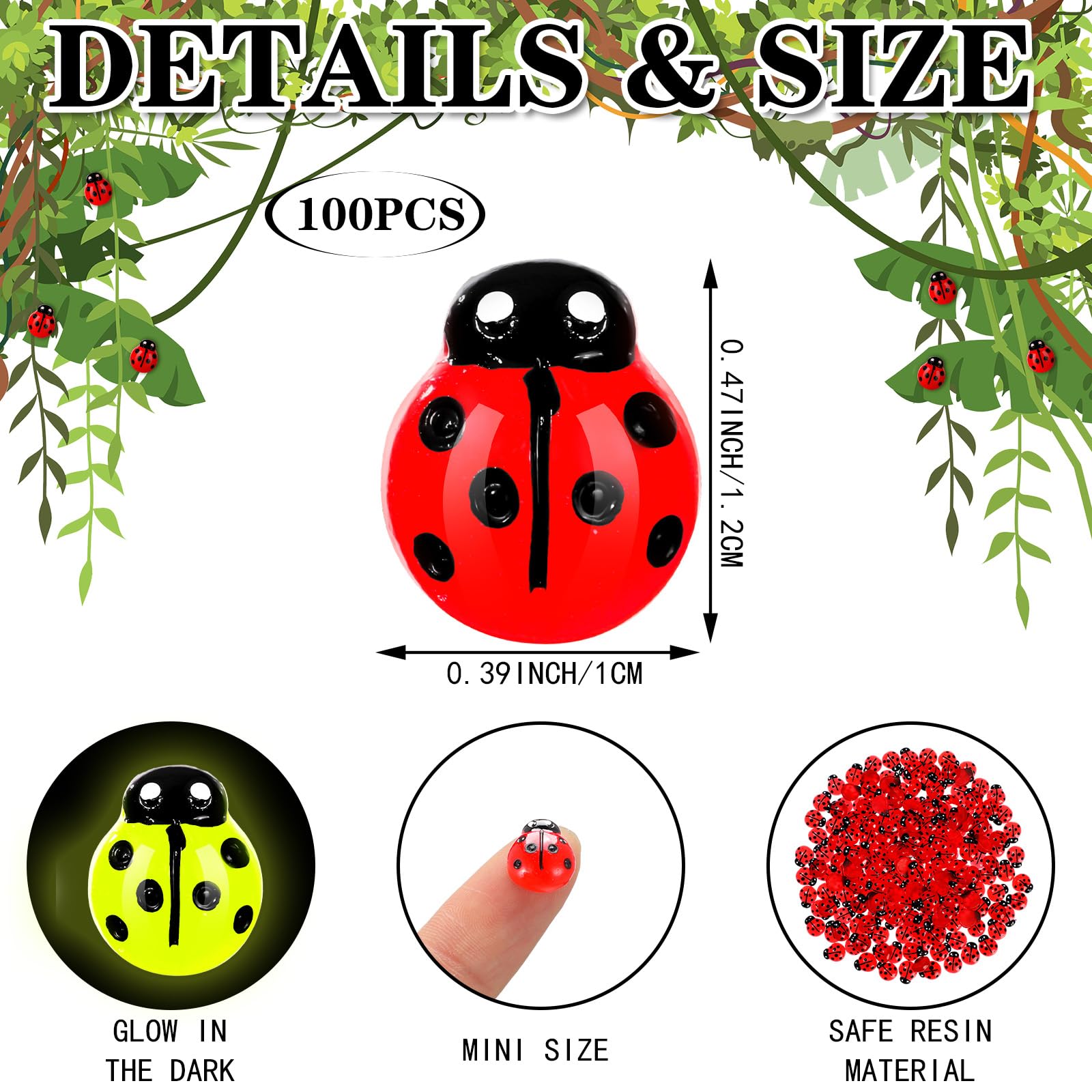 Snapklik.com : Wenqik 100 Pcs Mini Luminous Ladybug Spring Miniature ...
