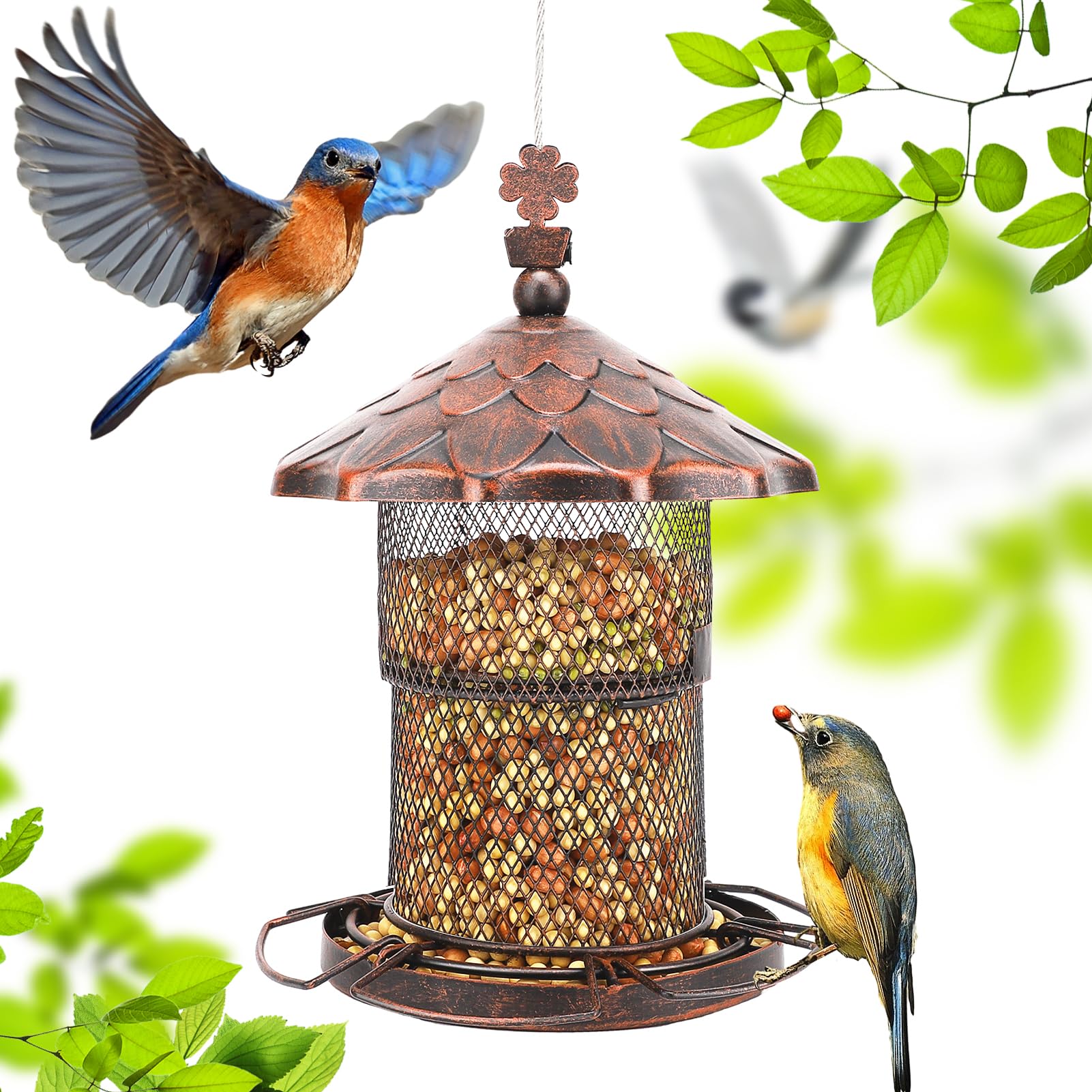 Bird Feeder,Wild Bird Feeders,5.5 LB Capacity Large Bird Feeder,Metal ...