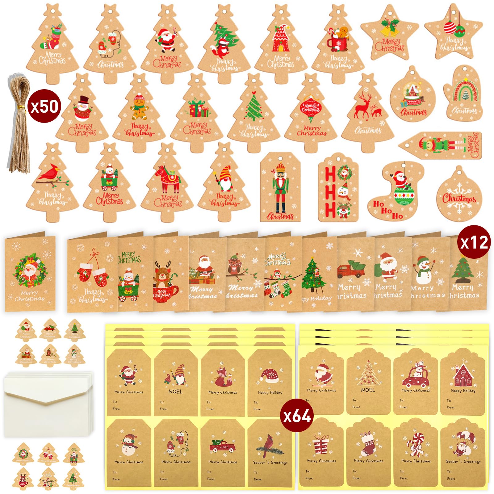Amazon.com : 126 PCS Christmas Tags for Gifts, Gift Tags for Christmas ...