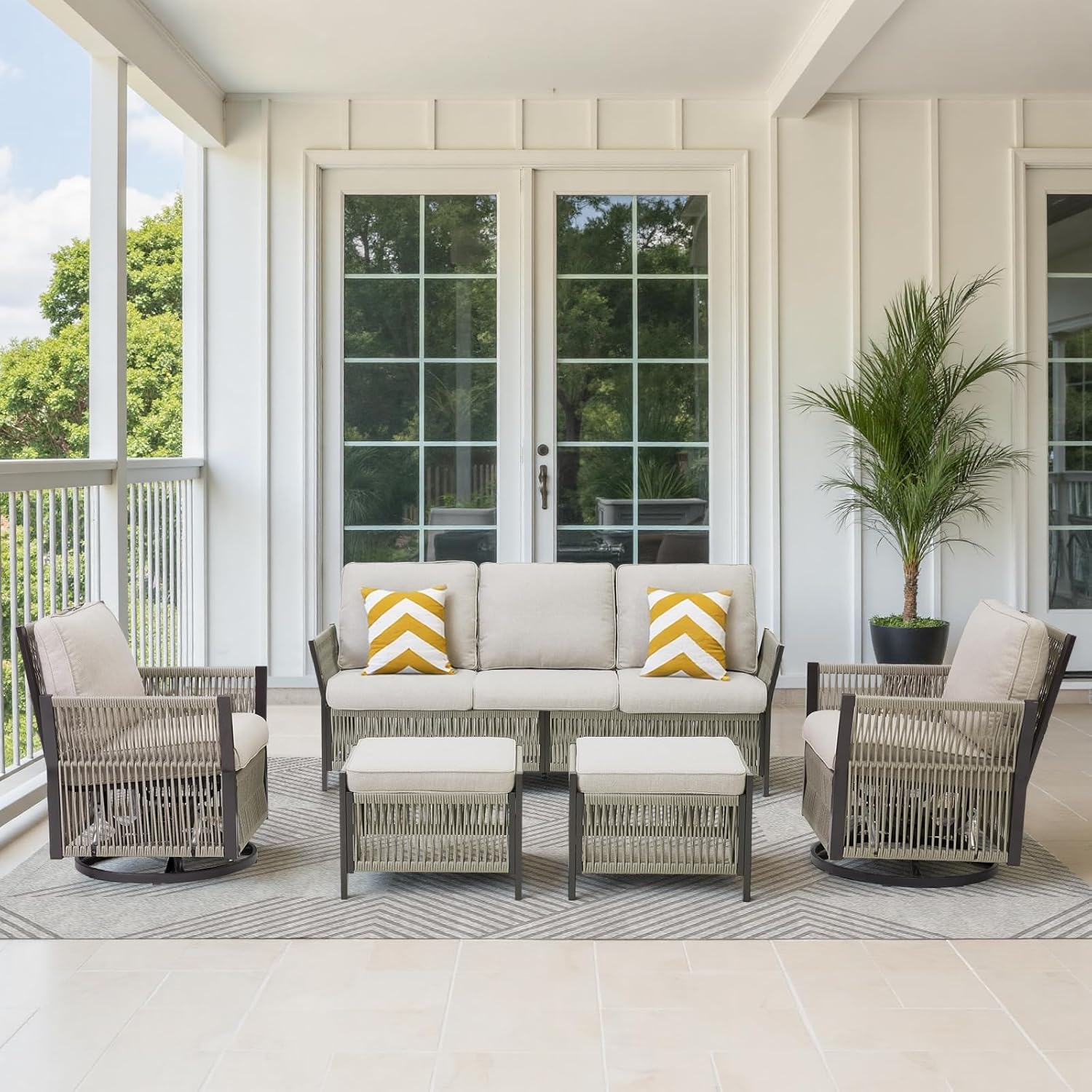 Amazon.com: PPorfamilia 5PCS Patio Furniture Set, Outdoor Swivel ...