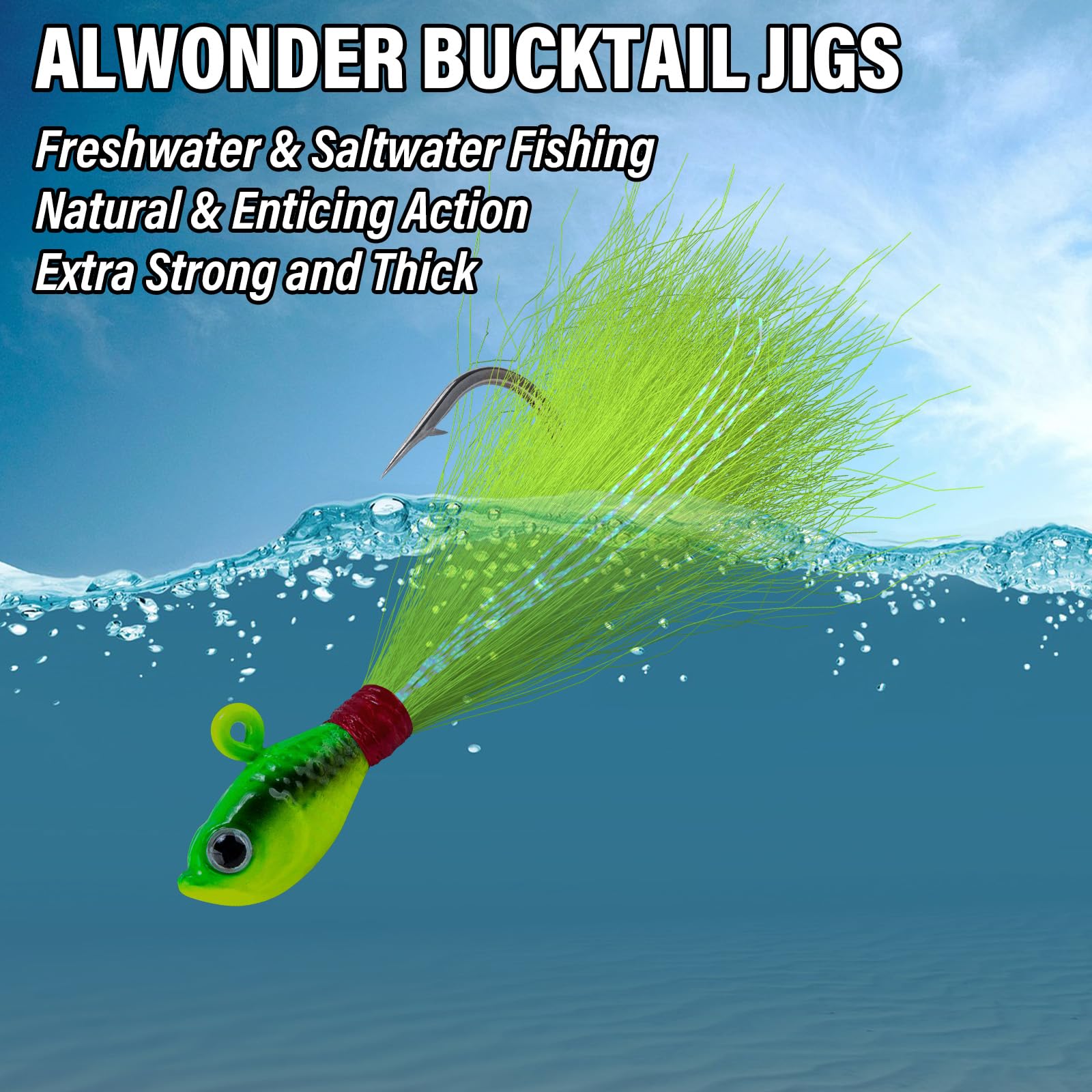 Snapklik.com : Alwonder 5-Pack Bucktail Jigs Hair Jigs Saltwater ...