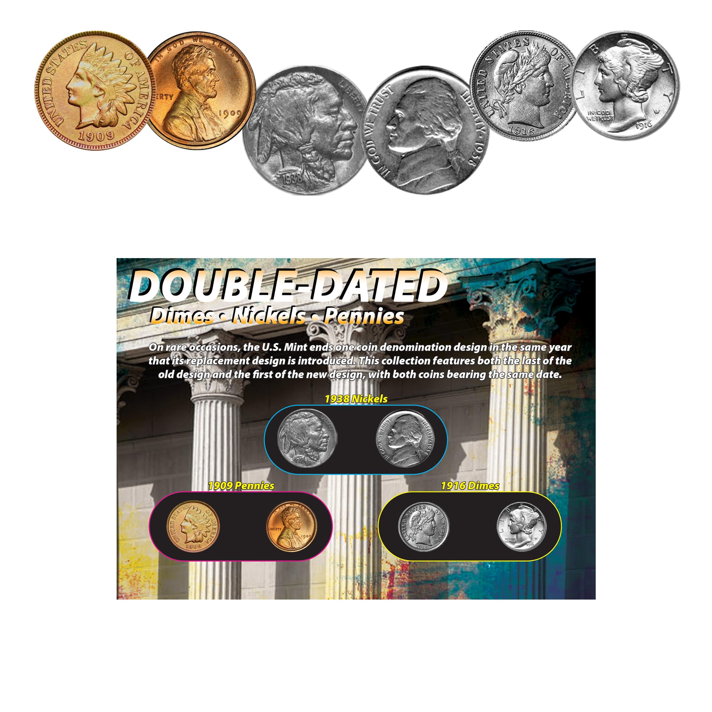 Amazon.com: Double Dated Coins Collector's Set - with Pennies, Nickels ...