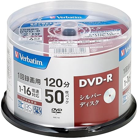 Amazon | バーベイタムジャパン(Verbatim Japan) 1回記録用 DVD-R DHR47J50V1 (片面1層/1-16倍速/50枚) シルバー | バーベイタムジャパン ...