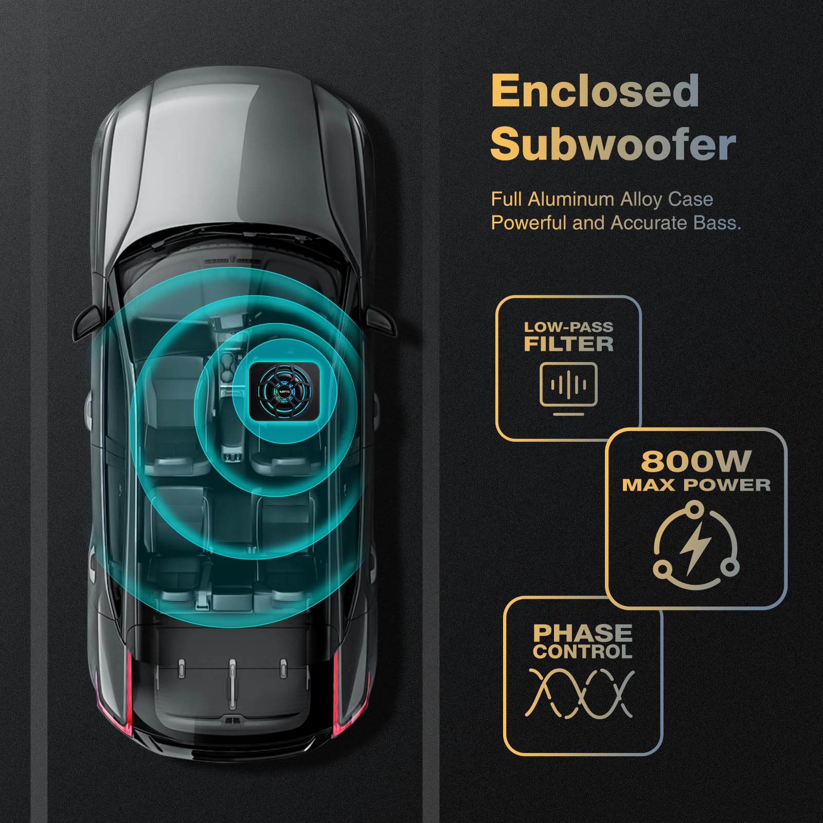 Snapklik.com : 10" Amplified Powered Car Subwoofer Enclosure 800 Watt ...