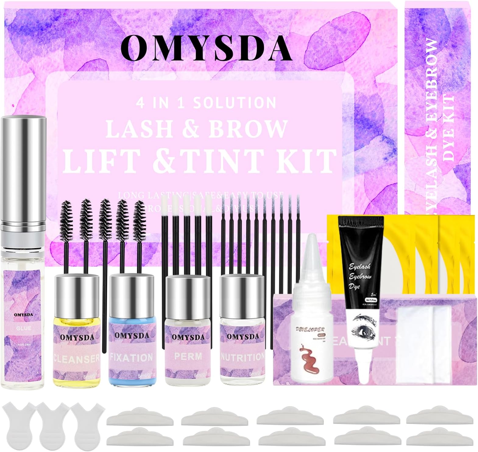 Amazon.com : Lash Lift Kit Brow Lamination Kit Black Color 4 in 1 Solution Professional Black ...