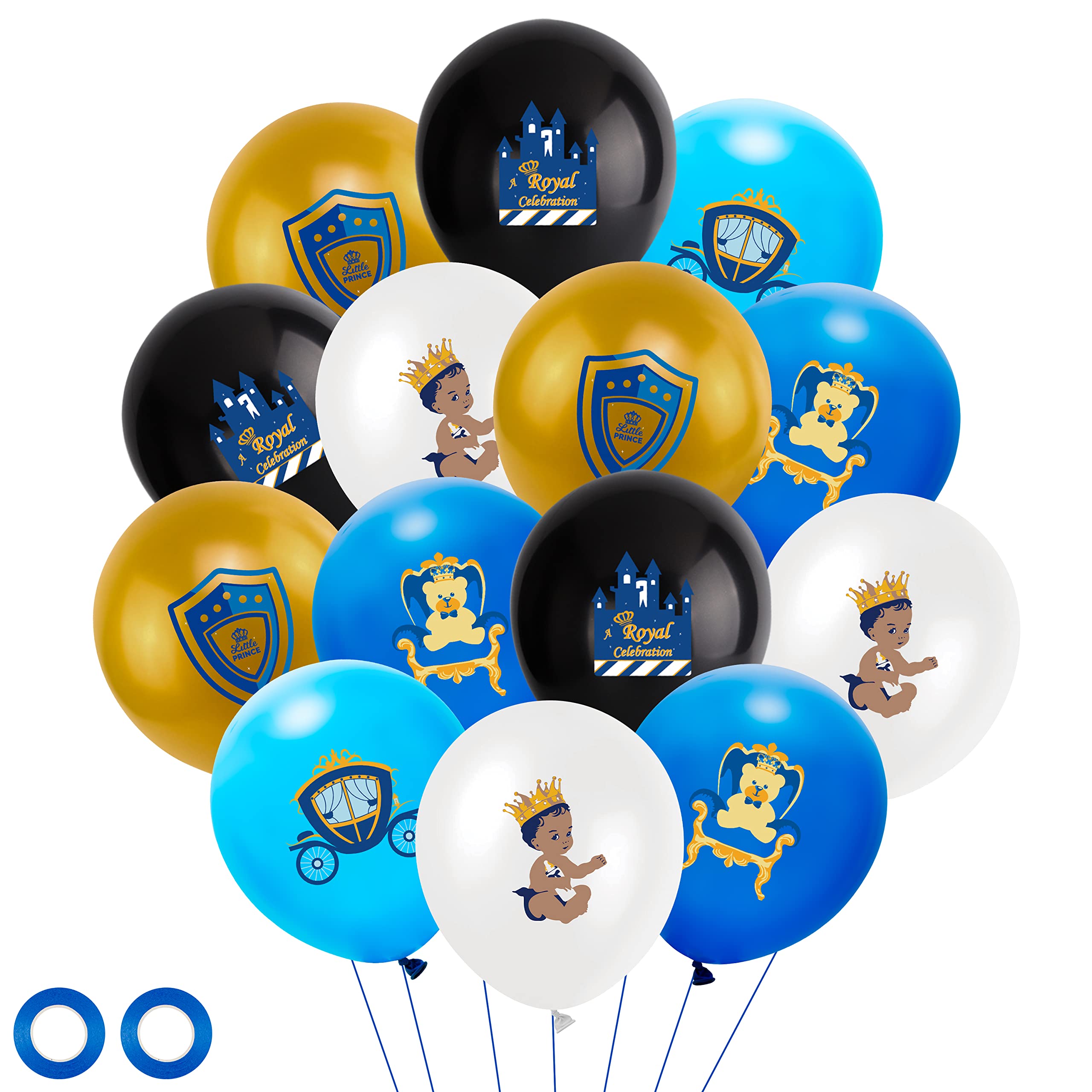 Haooryx 50Pcs Royal Prince Balloons Party Decorations for Baby Boy, 12 ...