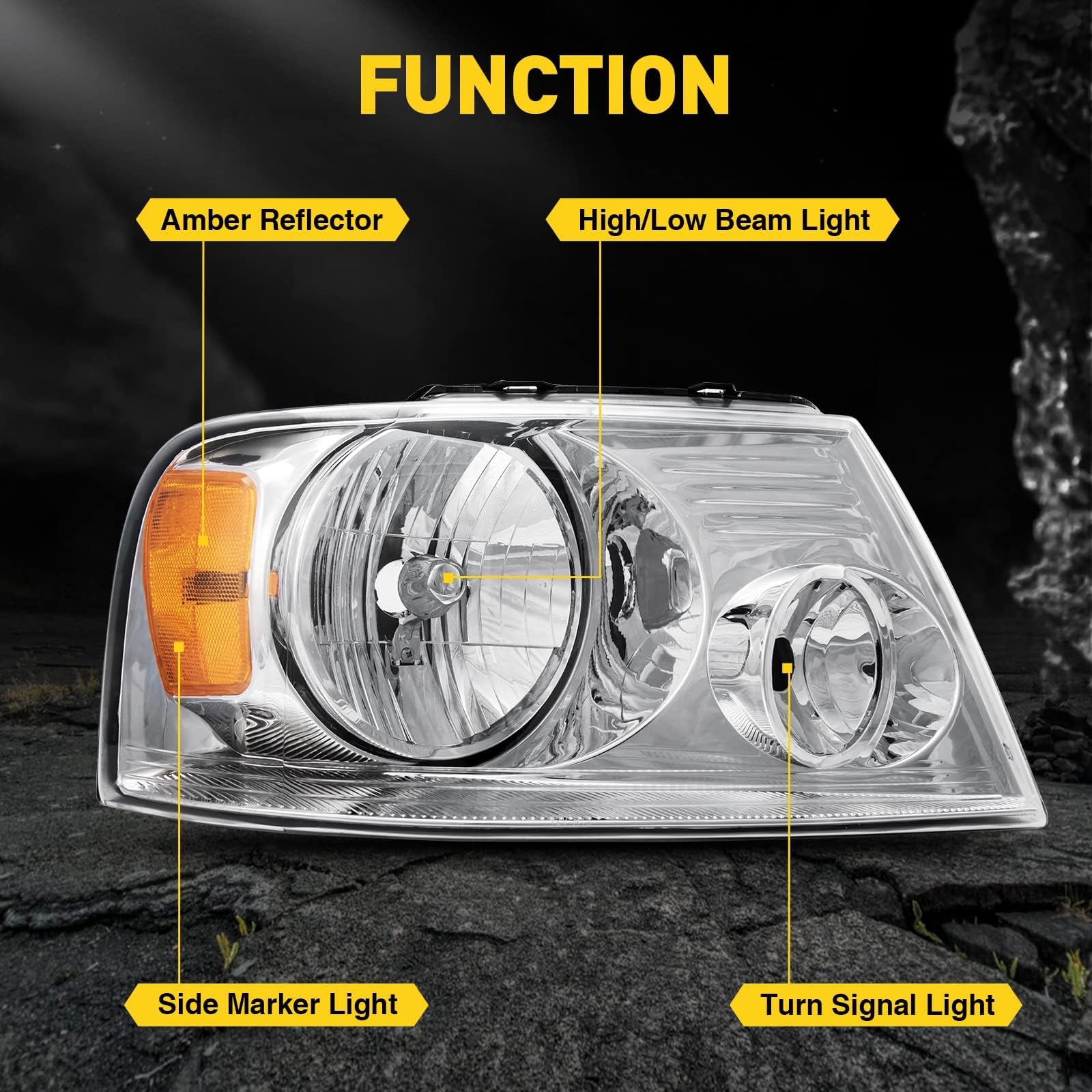KAX Headlight Assembly Set Pair, Fit for 2004-2005 2006 2007 2008 F150 ...