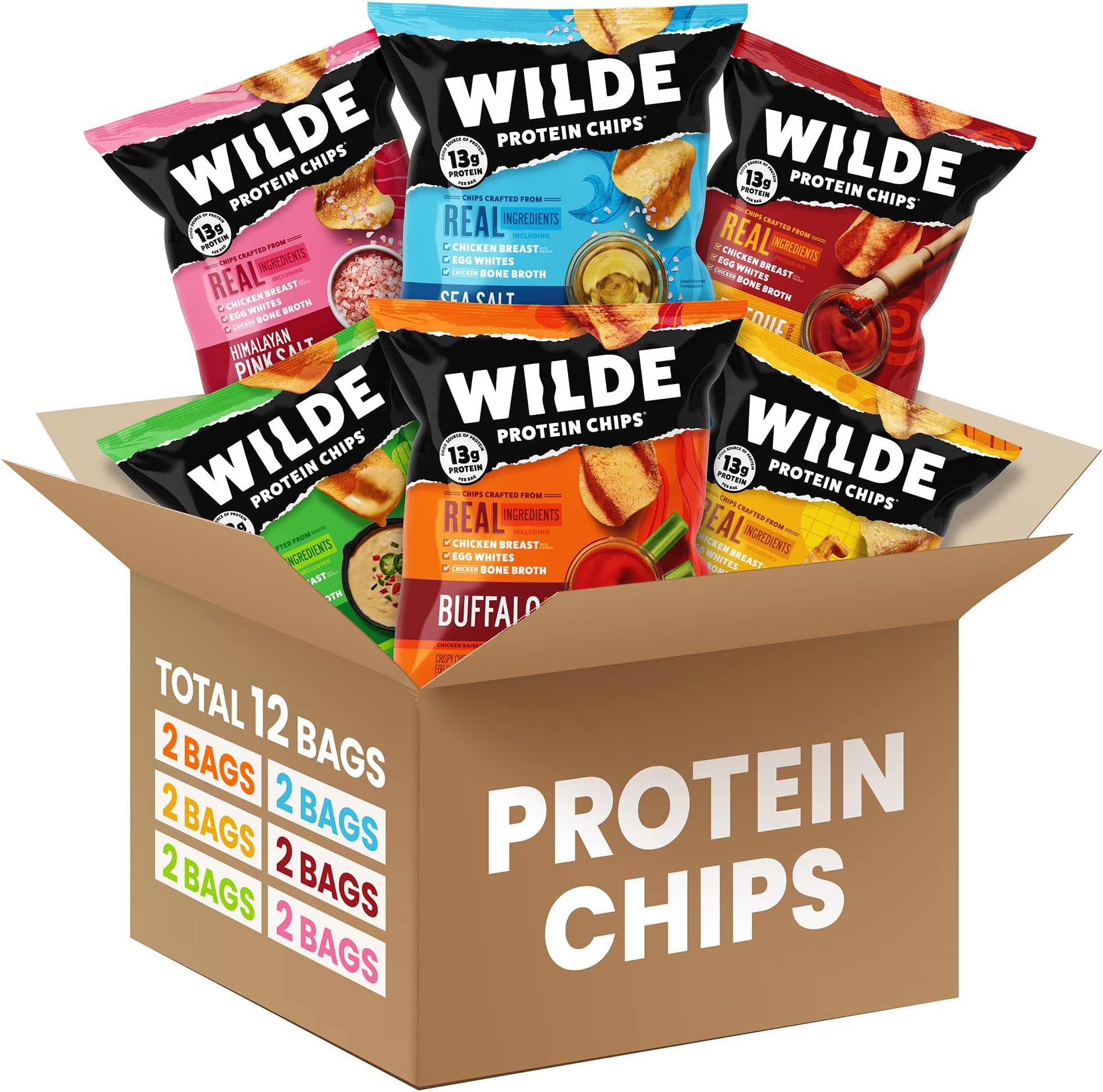 Amazon.com : WILDE Protein Chips Variety Pack, High Protein Snacks for ...