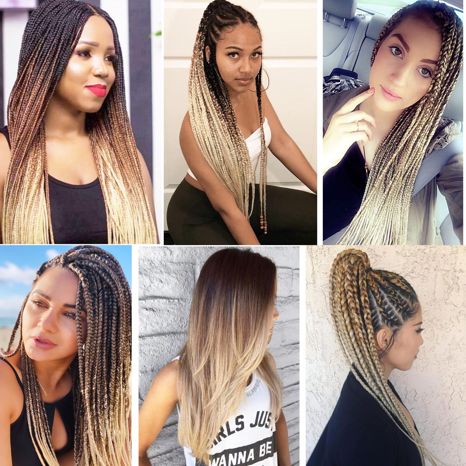 LDMY Pre-stretched Braiding Hair-26inch 8pcs/pack 3 Tone Ombre Blonde ...