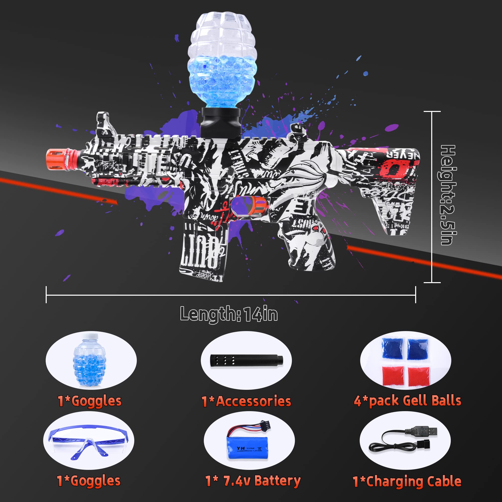 Buy Electric Gel Ball Blaster, M4-A1 Automatic Splatter Ball Blaster ...