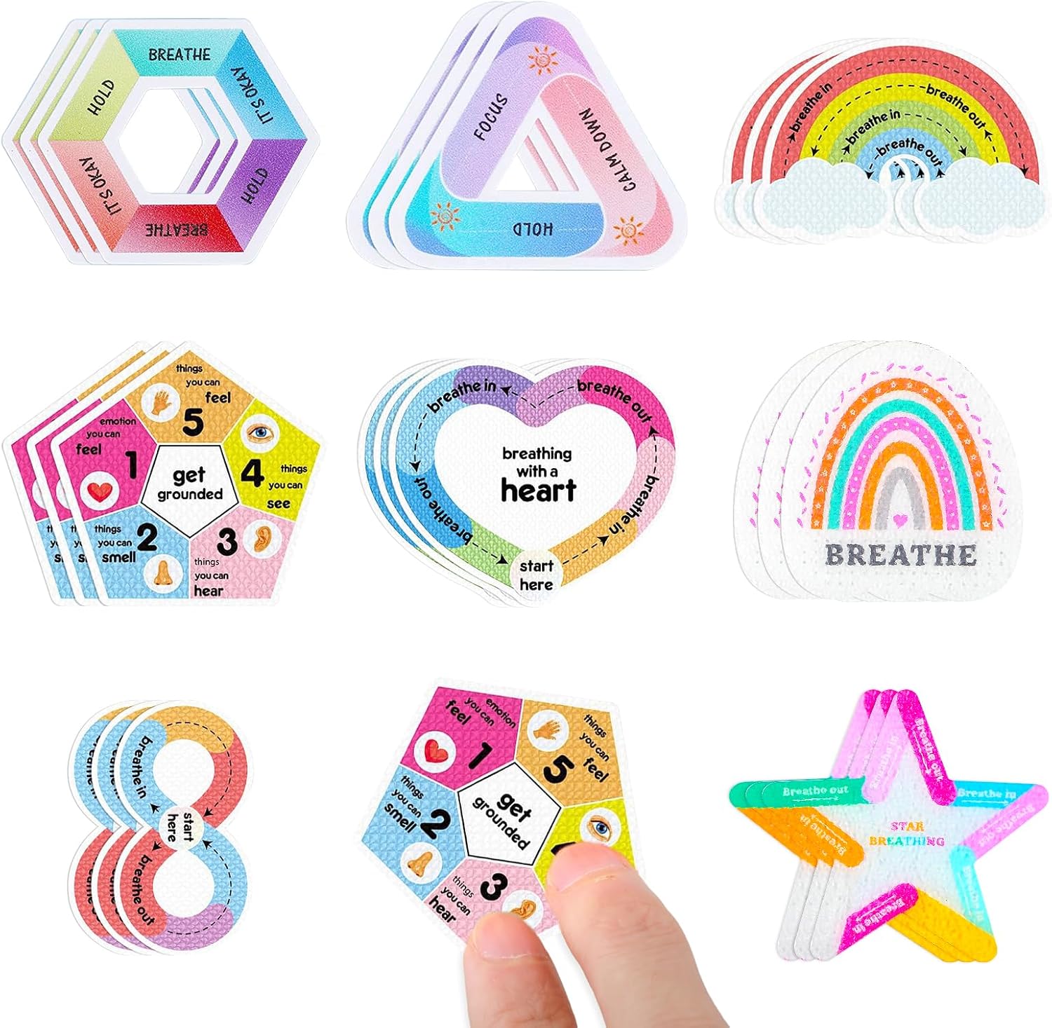 Dimeho 24 Pcs Sensory Calm Sticker Rainbow Textured Strips Anti Anxiety ...