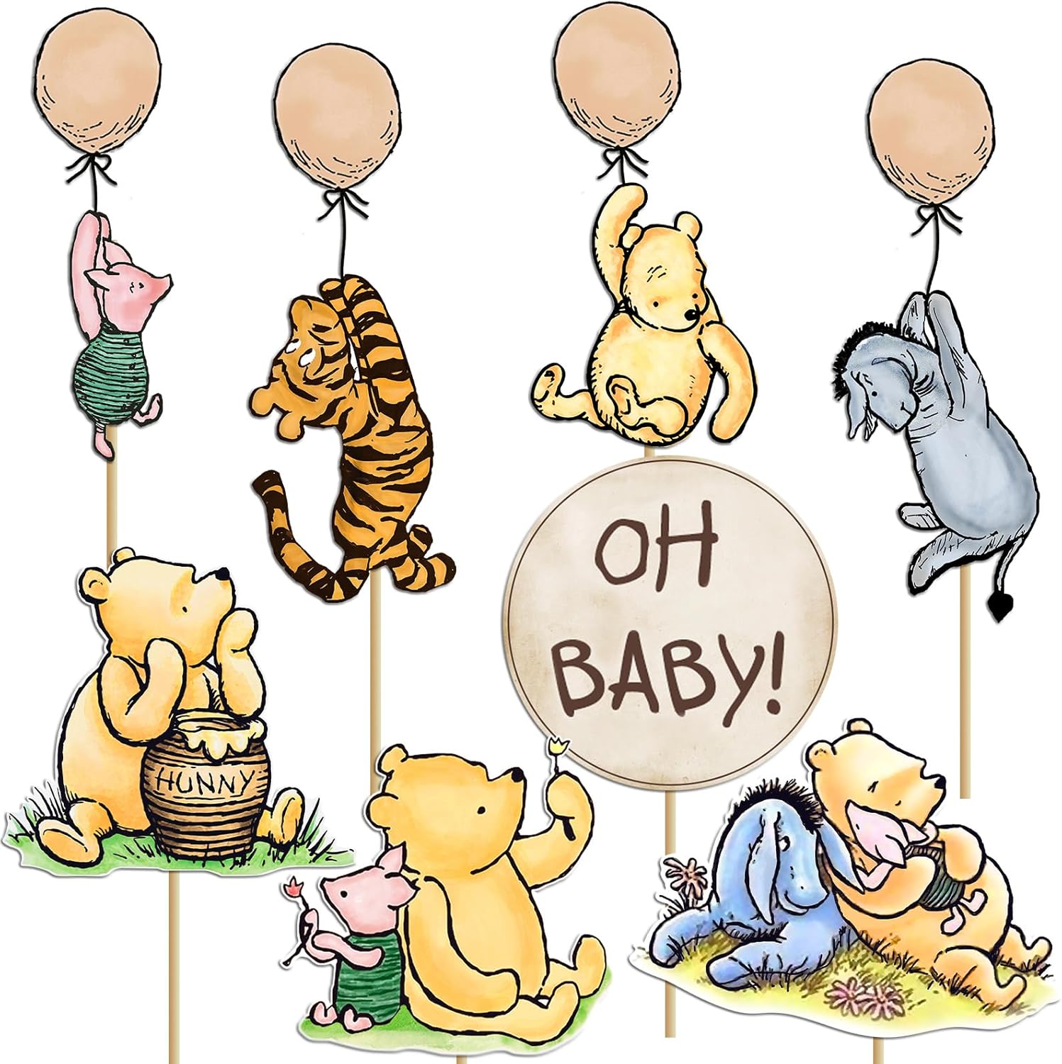 16 Pcs Classic The Pooh Centerpieces for Baby Shower Decorations Oh ...