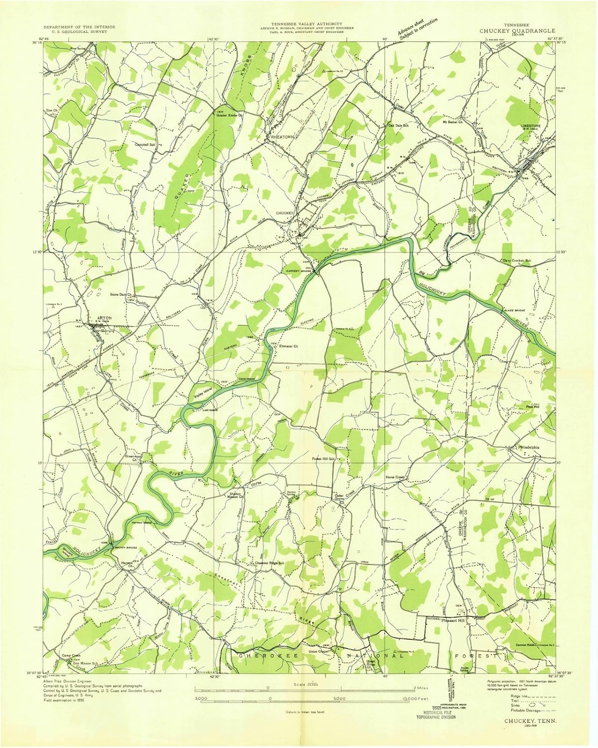 Amazon.com: 1936 Chuckey, TN - Tennessee - USGS Historical Topographic ...