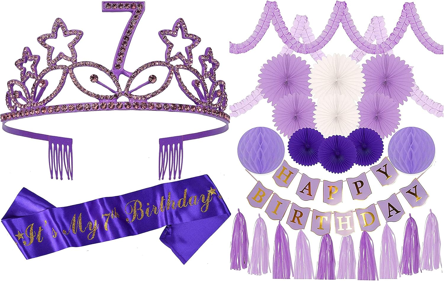 Amazon.com: 7th Birthday Gifts for Girl,HAPPY 7th Birthday Party ...