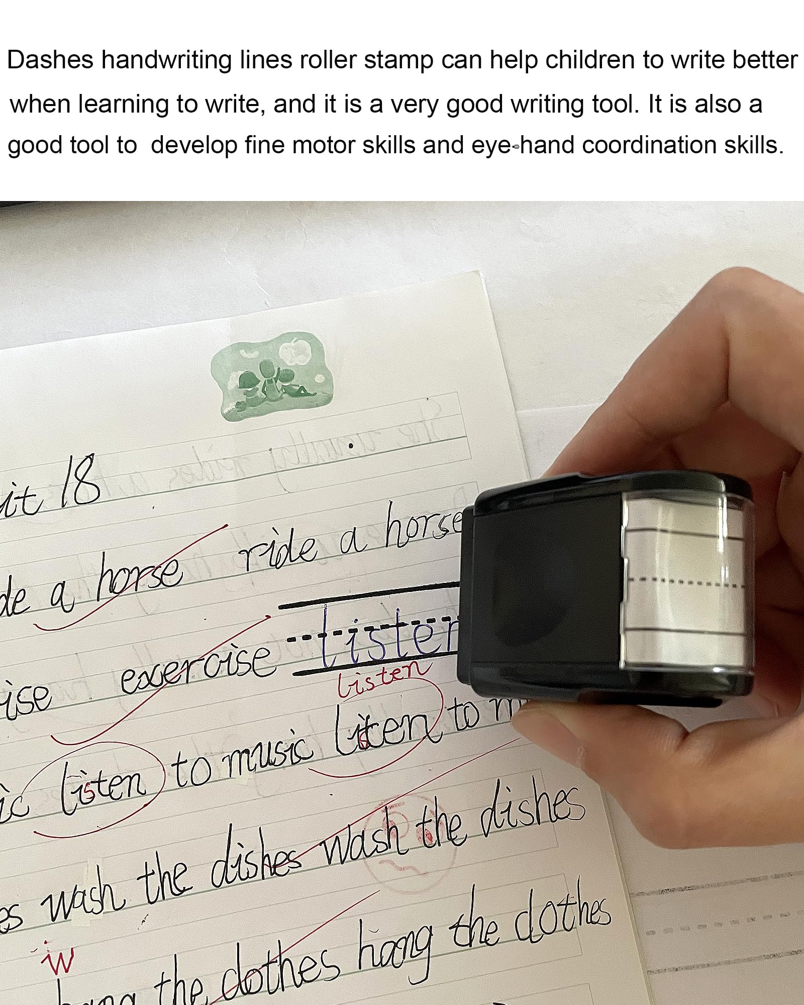Snapklik.com : Handwriting Line Stamp Roller YQBOOM Dashed Handwriting ...