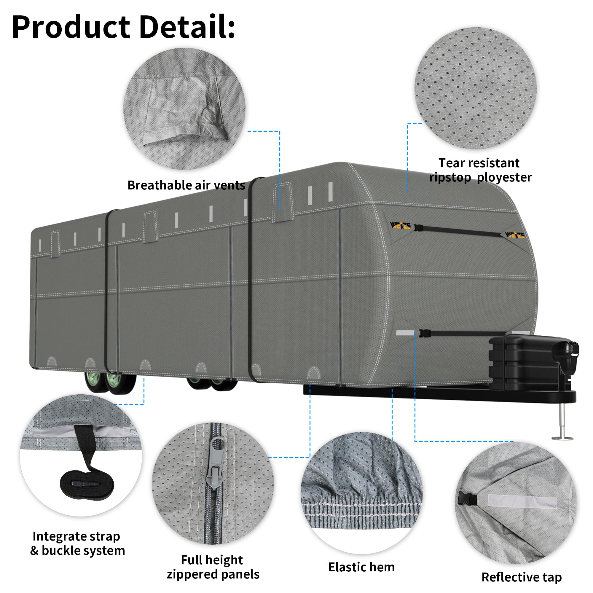 Weize Travel Trailer Cover, Waterproof Camper RV Cover Non-Woven Fabric ...