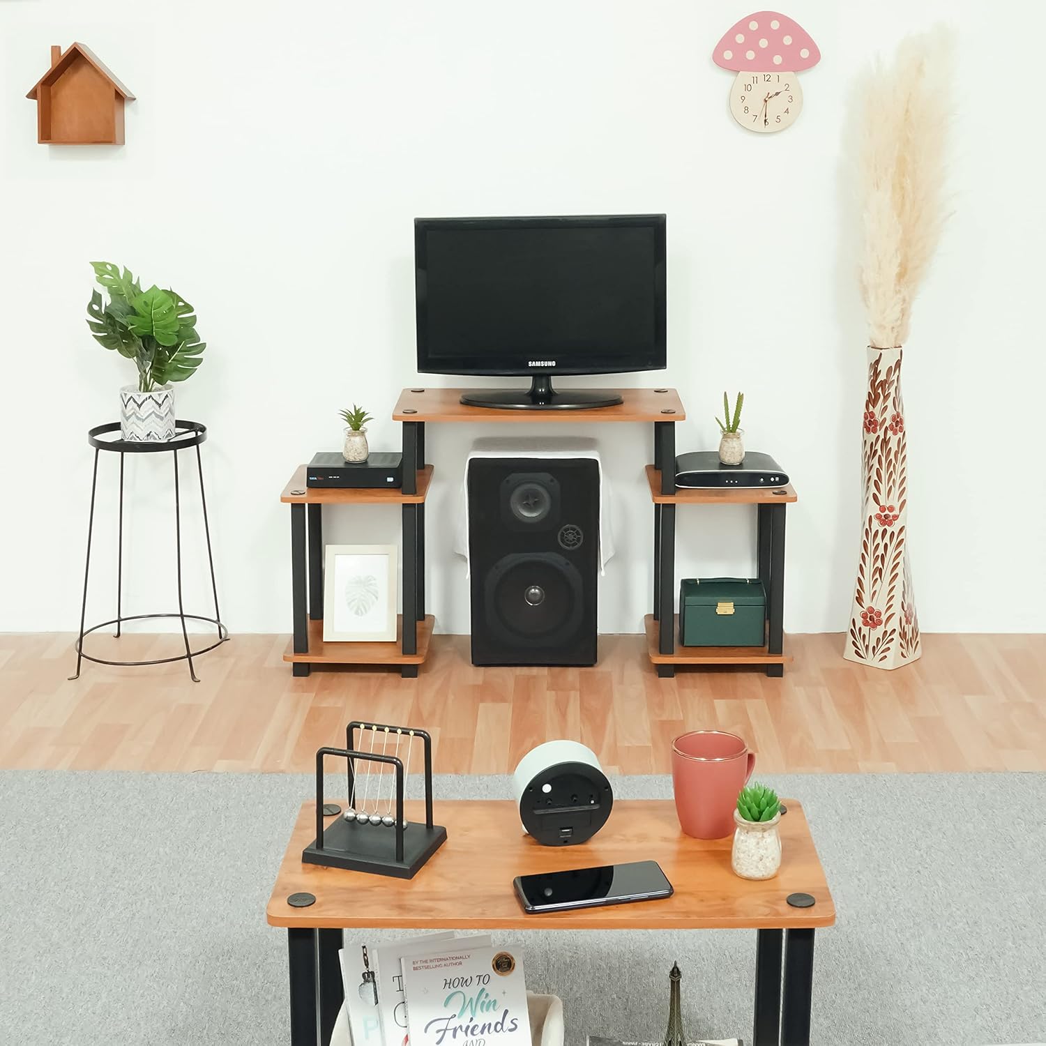 Livzing Turn-N-Tube 5 Tier Floor Standing Engineered Wood TV ...