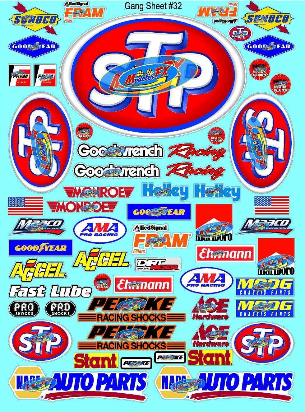 Amazon.com: STP Sticker Gang Sheet 32-1/10 Scale White Vinyl R/C Model ...