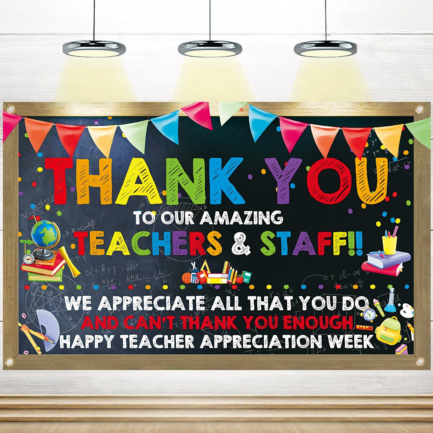 Amazon.com: Teacher Appreciation Banner - Thank You Teachers Backdrop ...