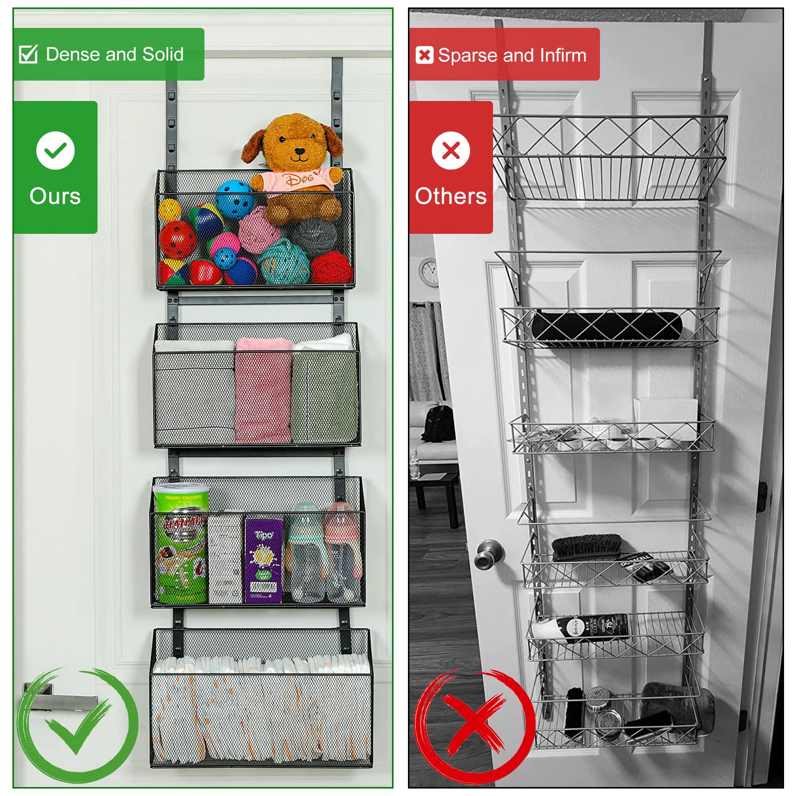 Over The Door Hanging Organizer 4-Tier Adjustable Large Capacity Wall ...