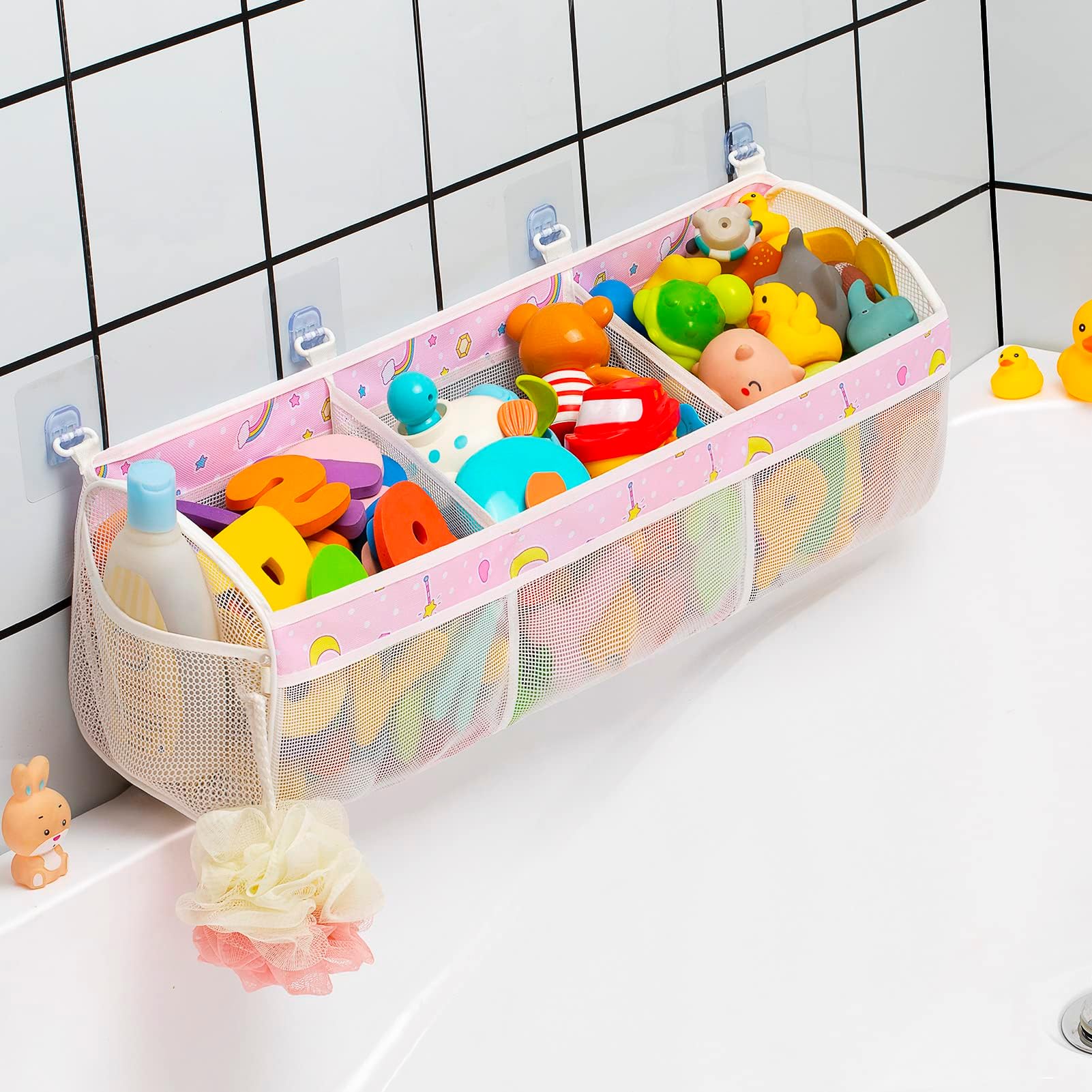 Amazon.com: Austion Mesh Bath Toy Storage for Tub - Sorting Baby Toys Bath Tub Toy Holder ...