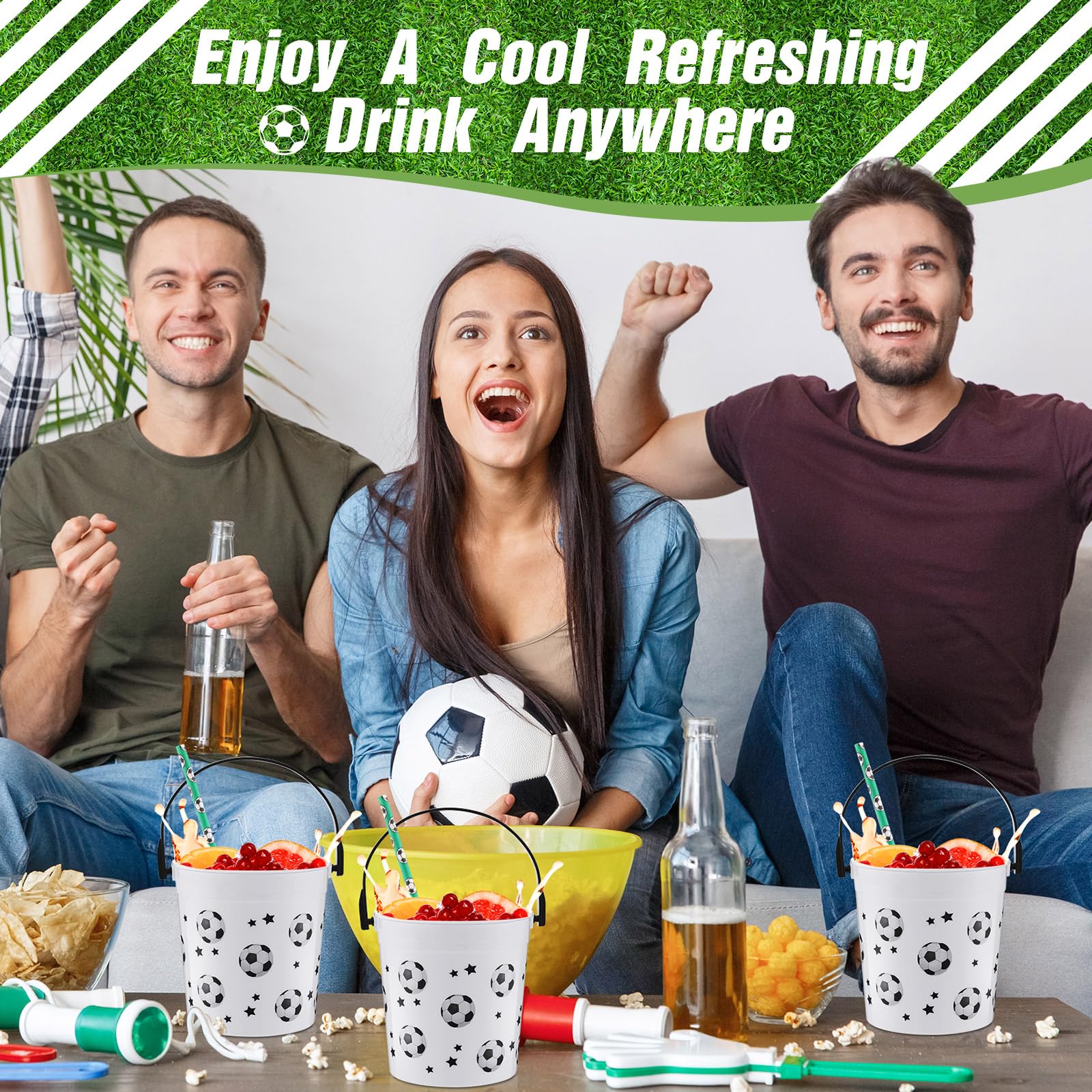 Snapklik.com : Lemosae 12 Pcs 32 Oz Soccer Buckets