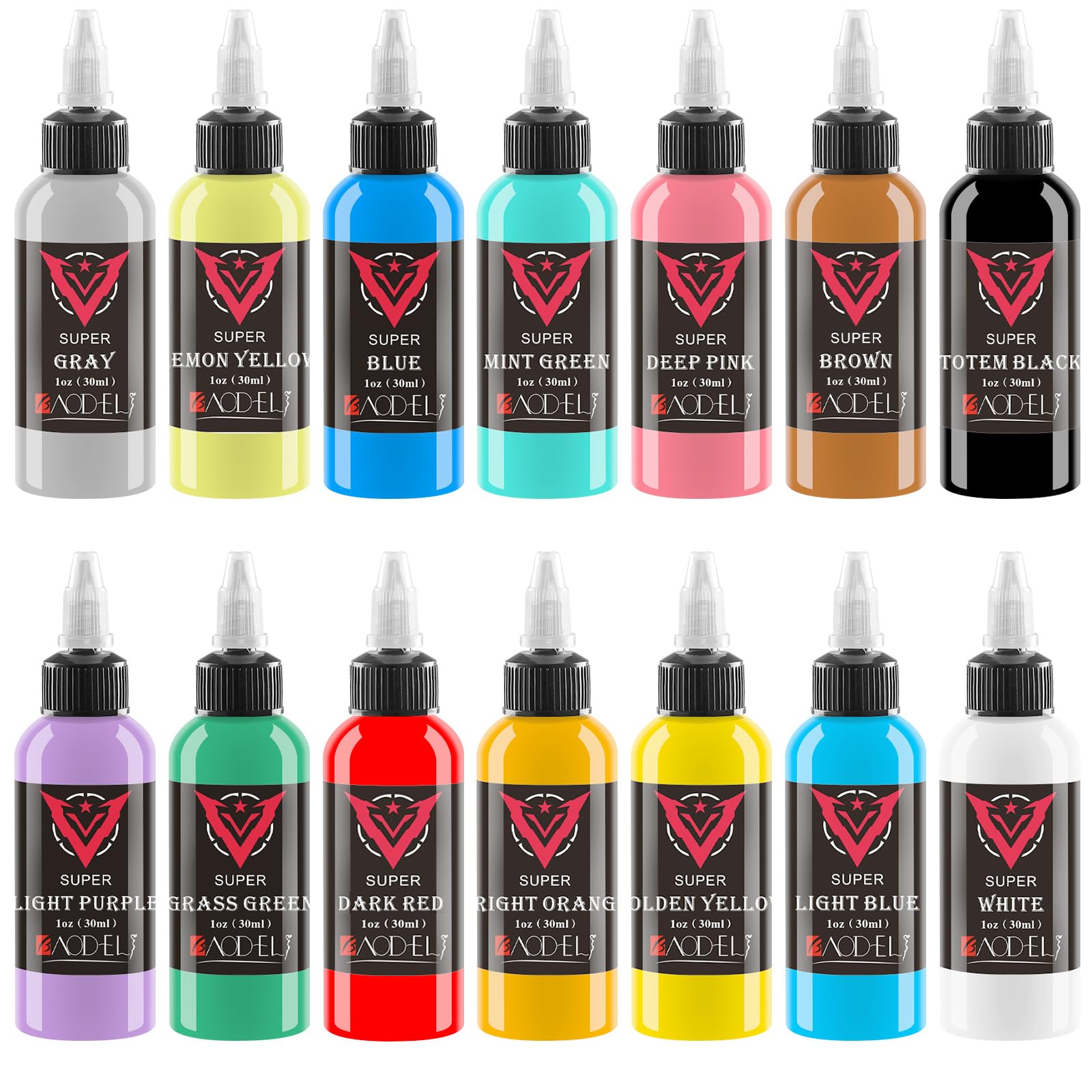 Amazon.com: AYCOS 14 Colors 1 oz Tattoo Ink Tattoo Ink Set Color Ink ...