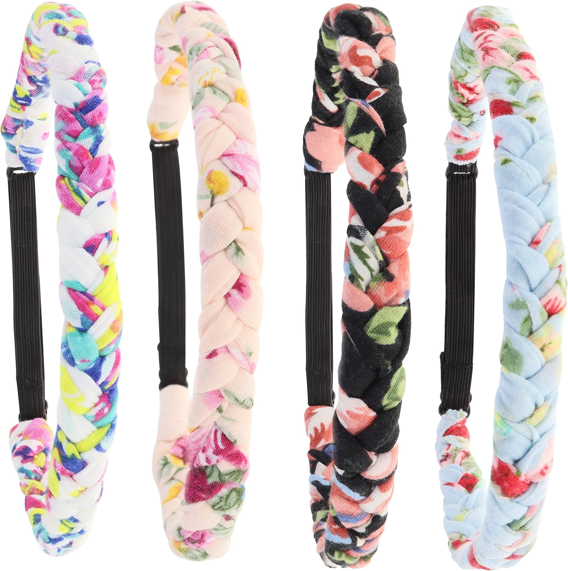 Amazon.com : FROG SAC 4 Floral Headbands for Girls, Adjustable Braided ...