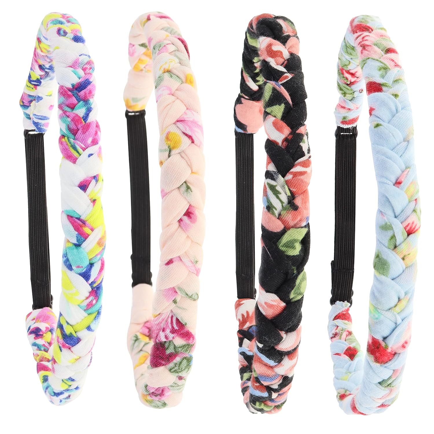 Amazon.com : FROG SAC 4 Floral Headbands for Girls, Adjustable Braided ...