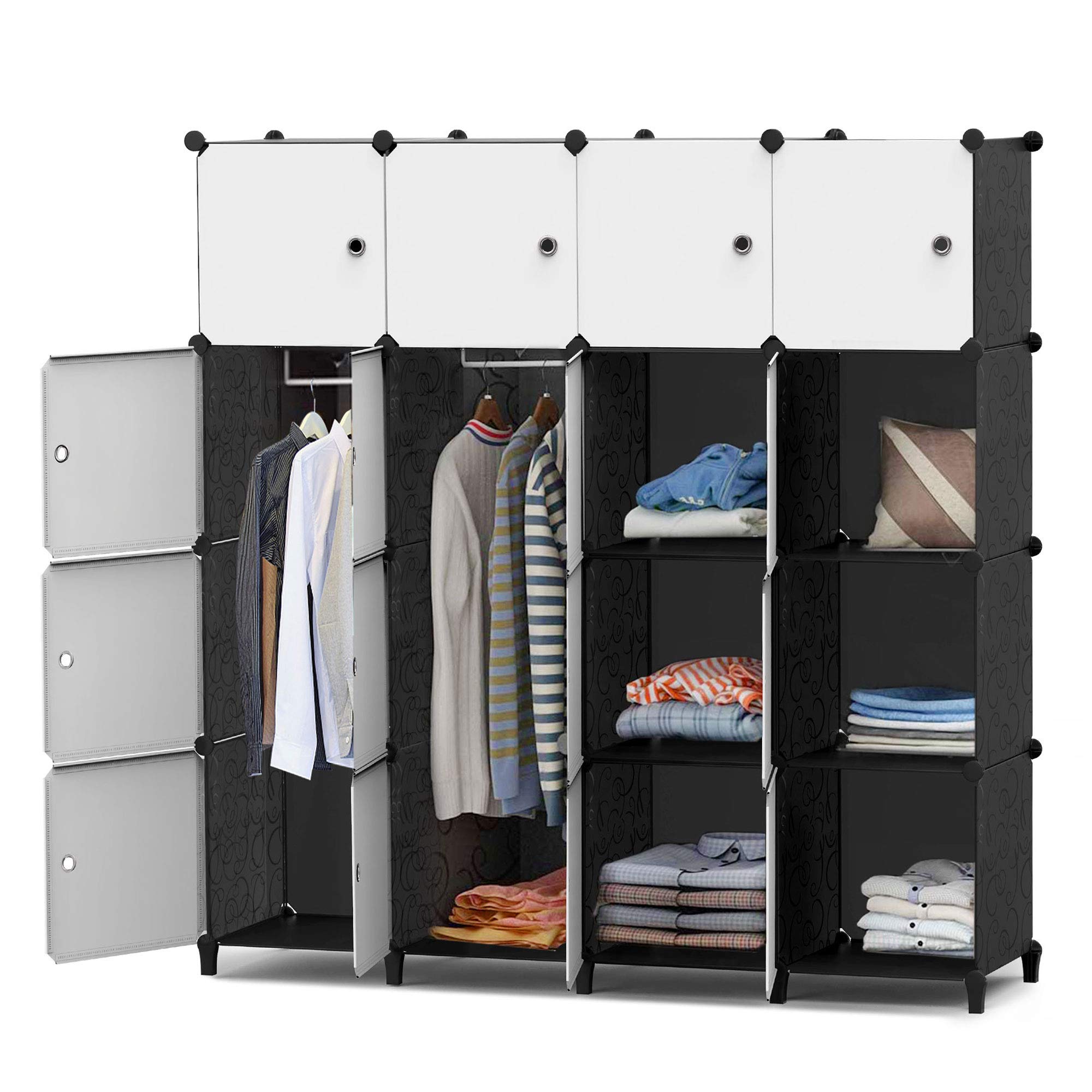 HOMIDEC Portable Closet Wardrobe with Clothes Hanging...B08GQ3DDSC ...
