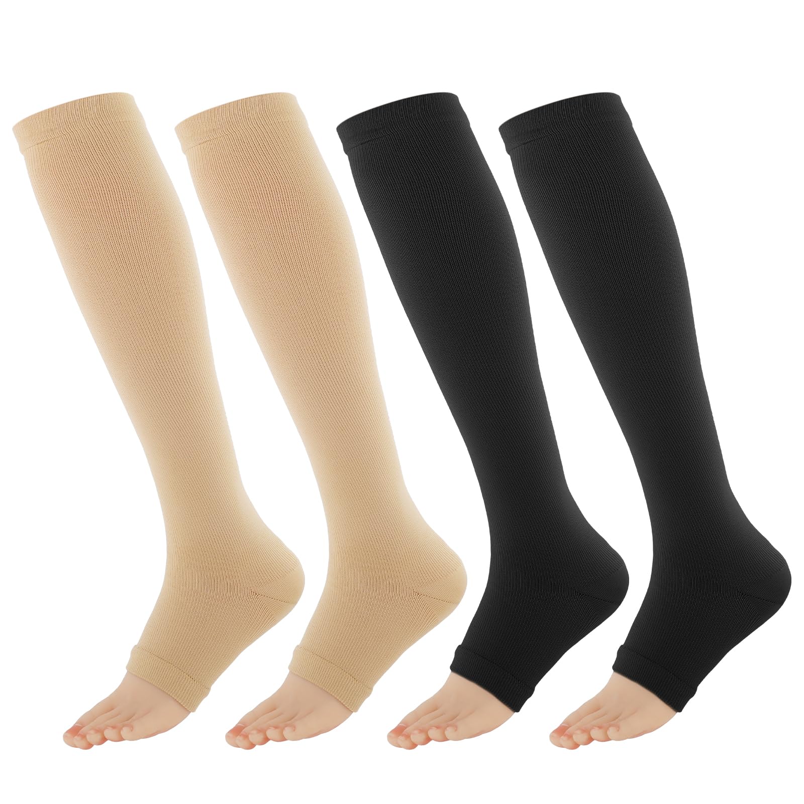 Amazon.com: KALIONE 2Pairs Compression Socks, Open Toe Compression ...