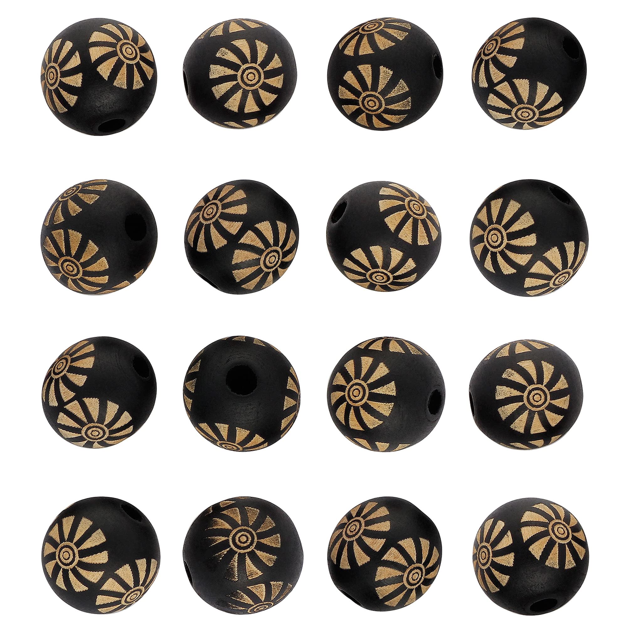 Amazon.com: Firstmeet 20mm Round Wooden Carved Beads 30pcs/Box Colored ...