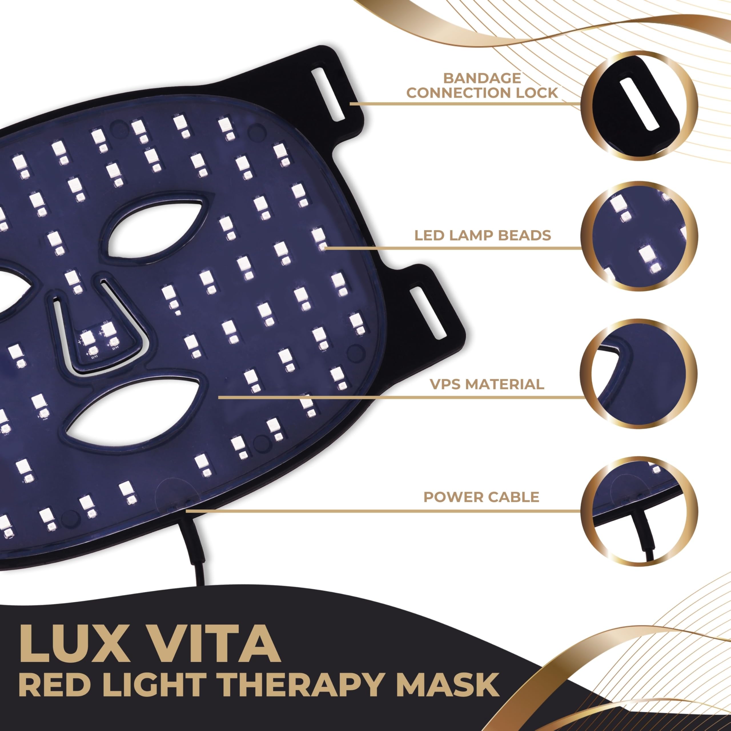 Lux Vita LED Face Light Therapy Mask, Acne Scar Treatment, Infrared ...
