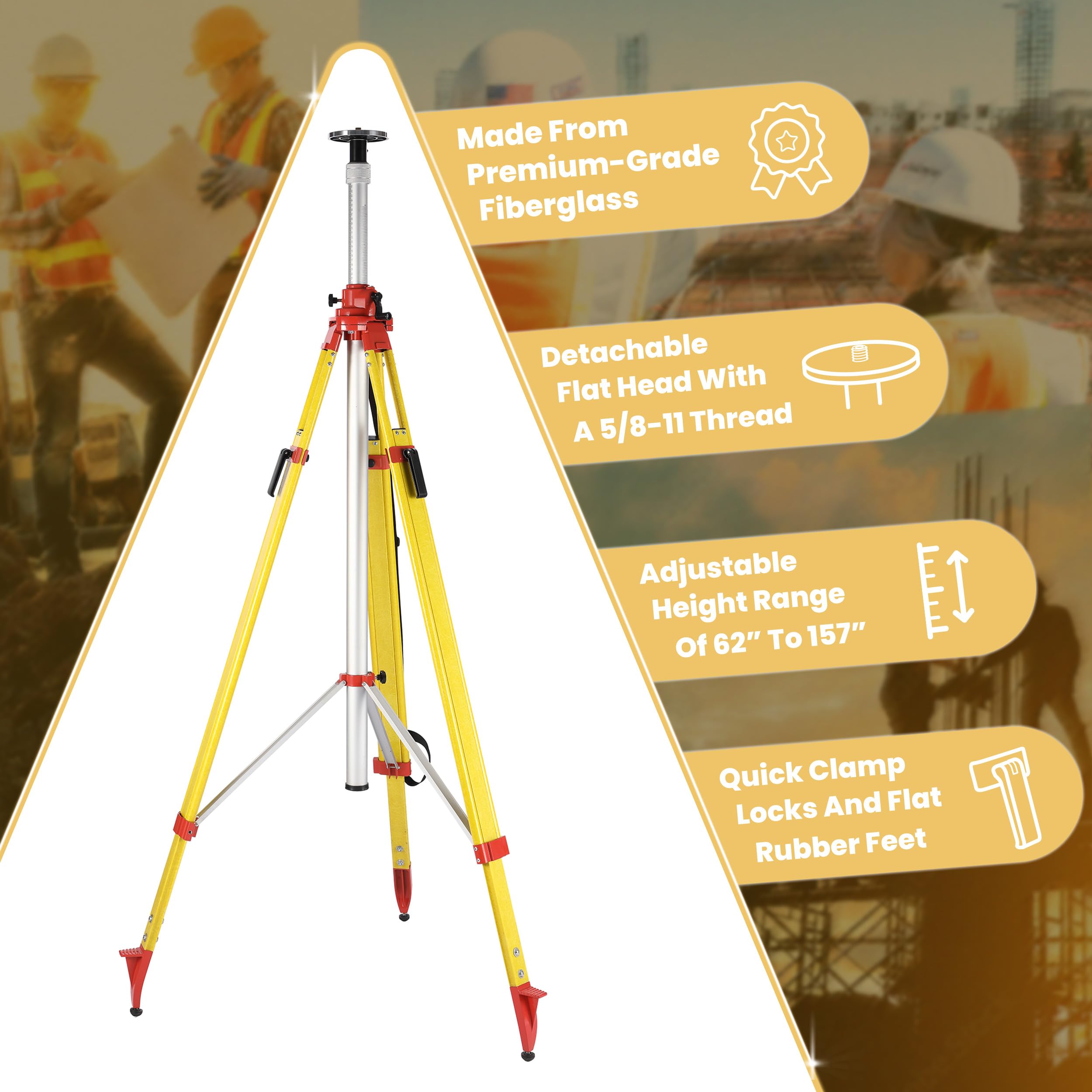Snapklik.com : AdirPro Giant 157" Wood/Fiberglass Elevating Tripod, Heavy Duty Multifunctional ...