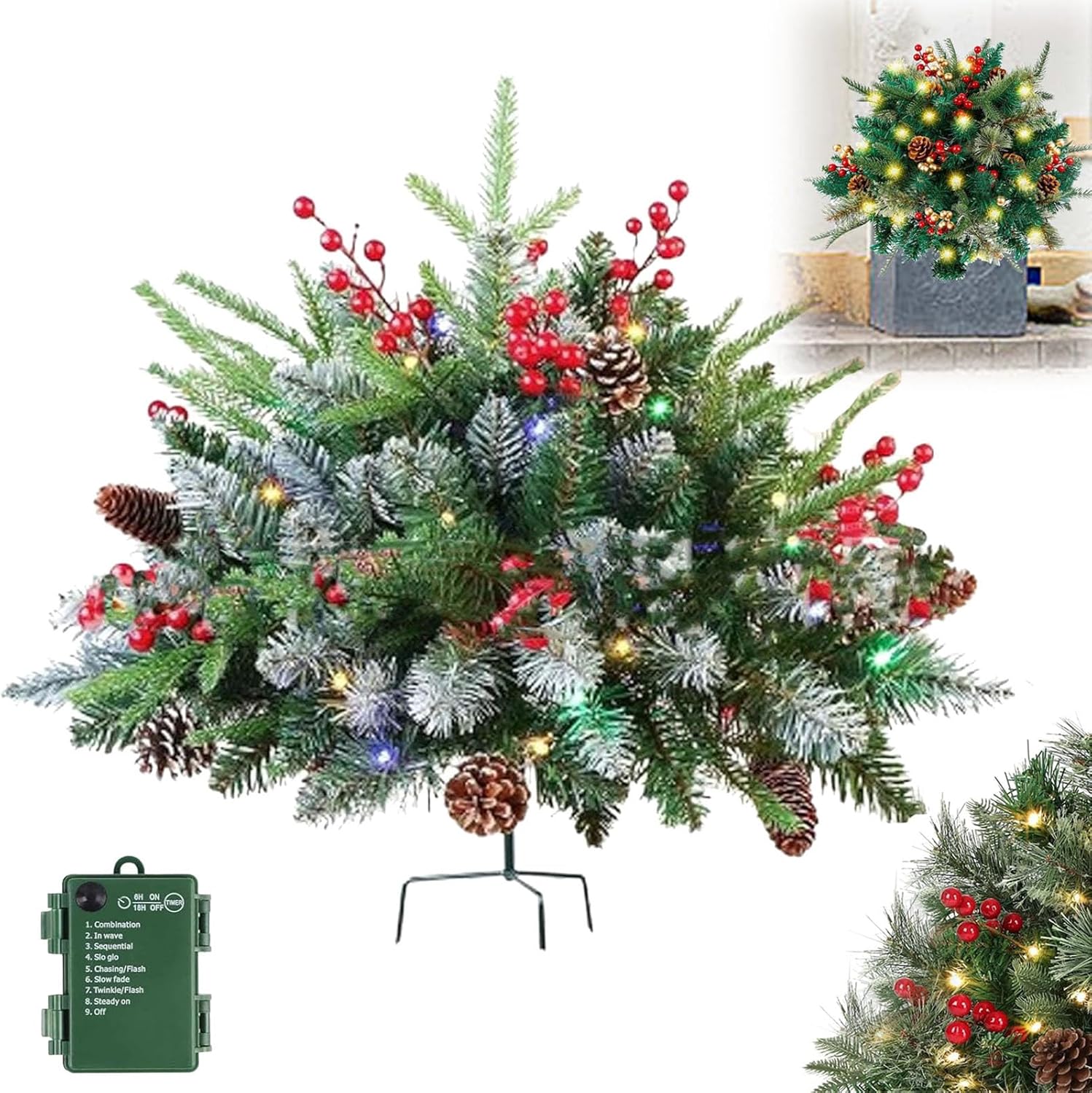Amazon.com: Holiday Planter Filler - Holiday Planter with Lights ...