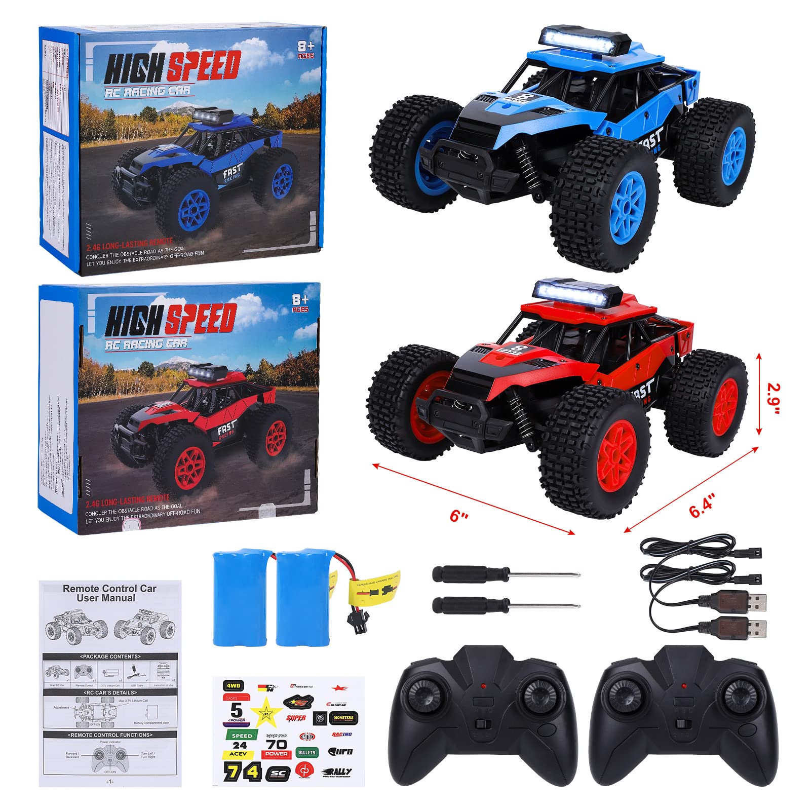 Remote Control Car,1:20 Scale RC Stunt Car,2WD High Speed 25 Mph All ...
