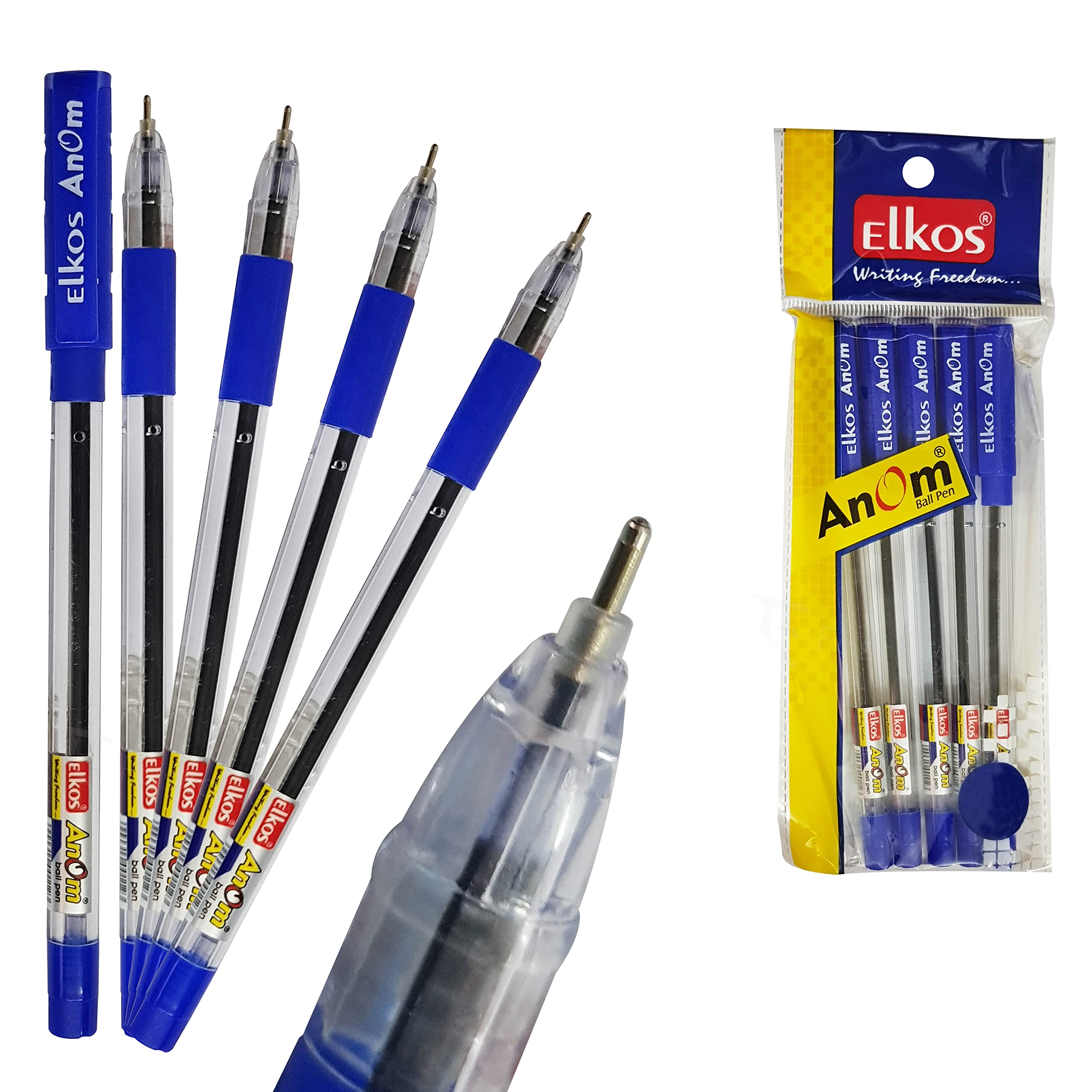 Elkosanostt Ballpoint Pens Blue 0 7mm Fine Point Pack 5 | Desertcart INDIA