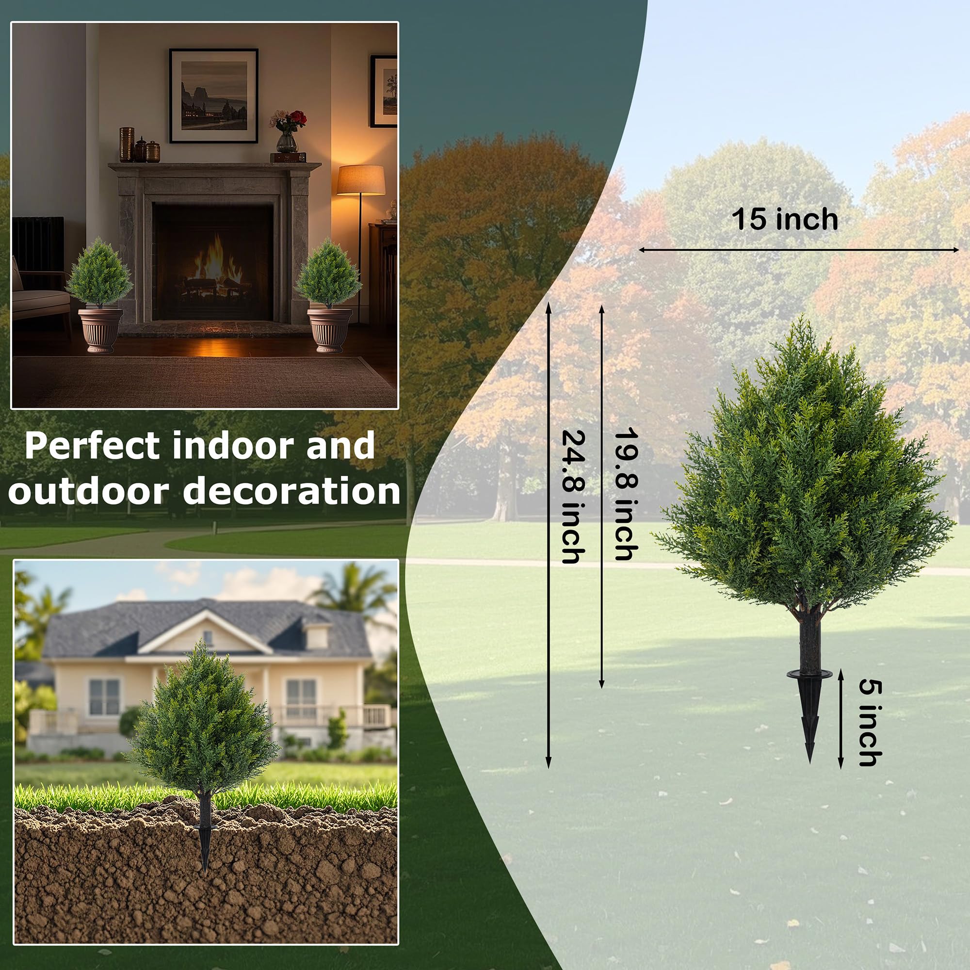 Artificial Shrubs & Topiaries HLJ 16 Inches Trees With Ground Spike 2 ...