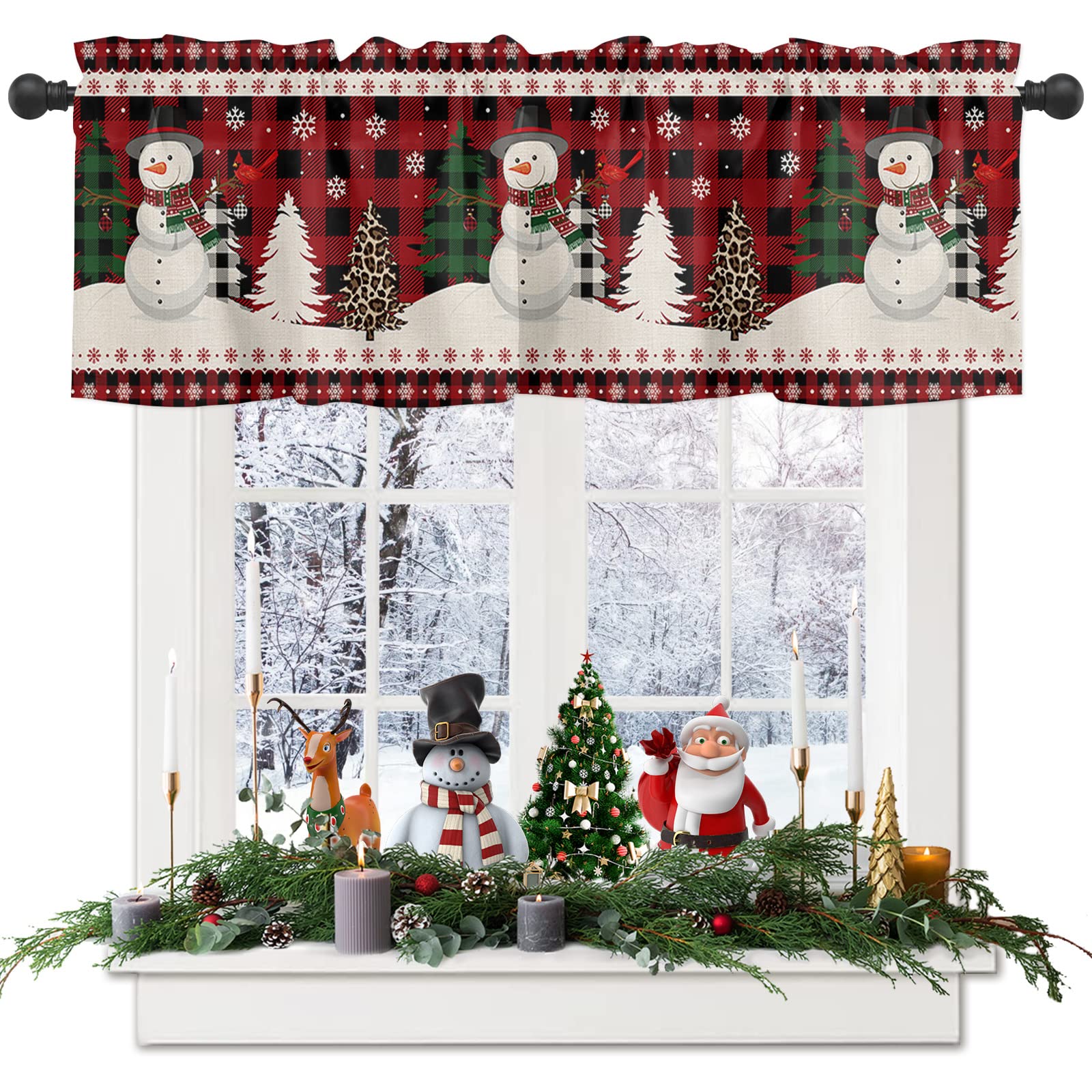 Amazon.com: Christmas Snowman Curtain Valances for Windows Living Room ...