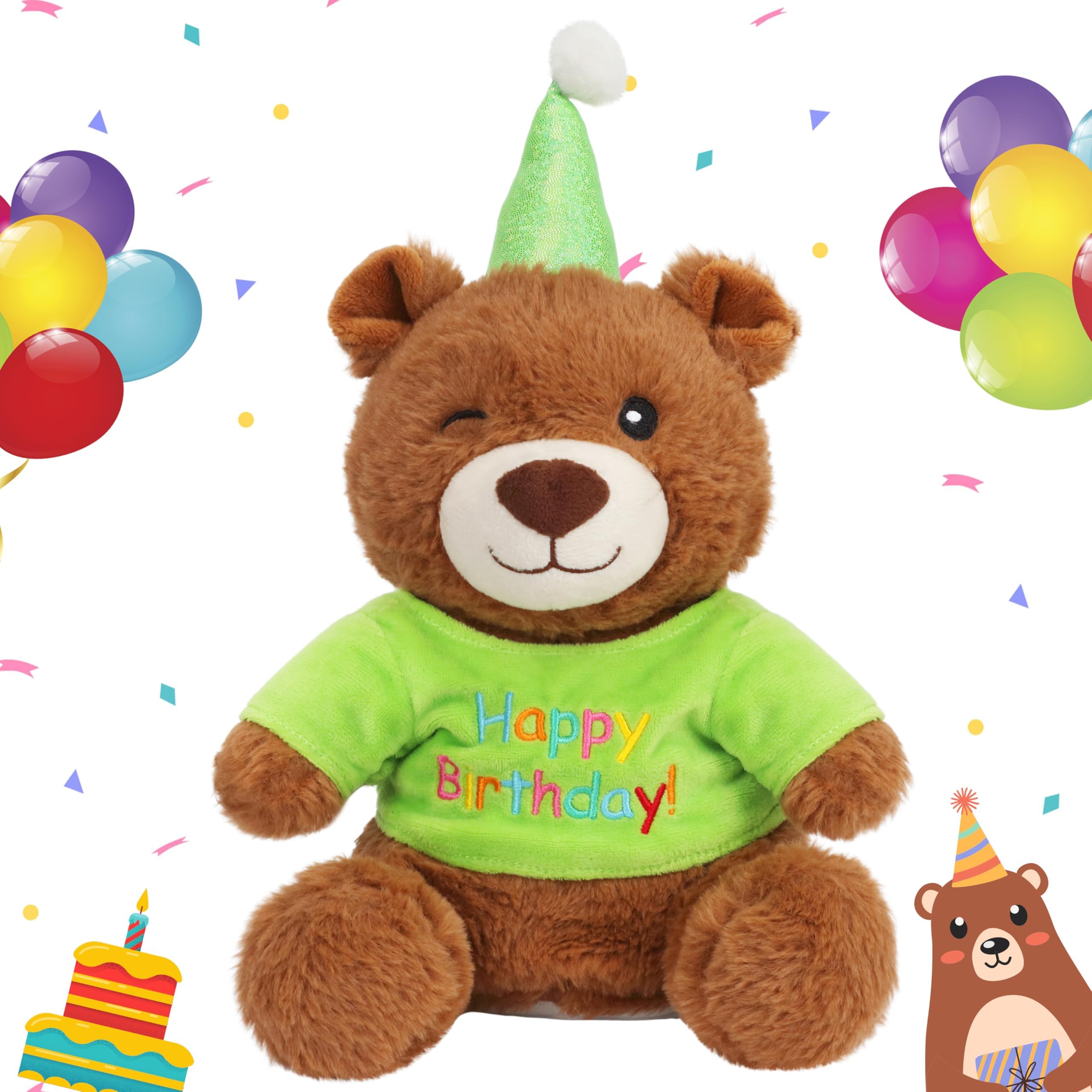 Amazon.com: Adorable Happy Birthday Teddy Bear With Cake That Plays ...