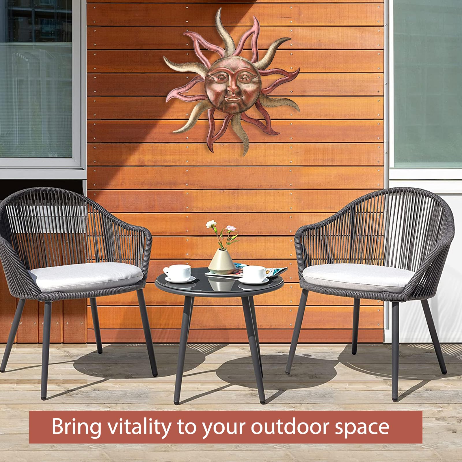 Snapklik.com : HOBYLUBY Large Outdoor Wall Decor Rust Proof, Sun Face ...