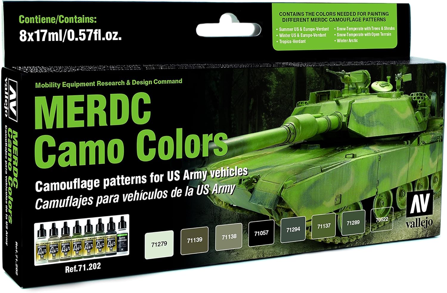 Vallejo -US Army Vehicles MERDC Camo Colors Model Air Paint Set (8 ...