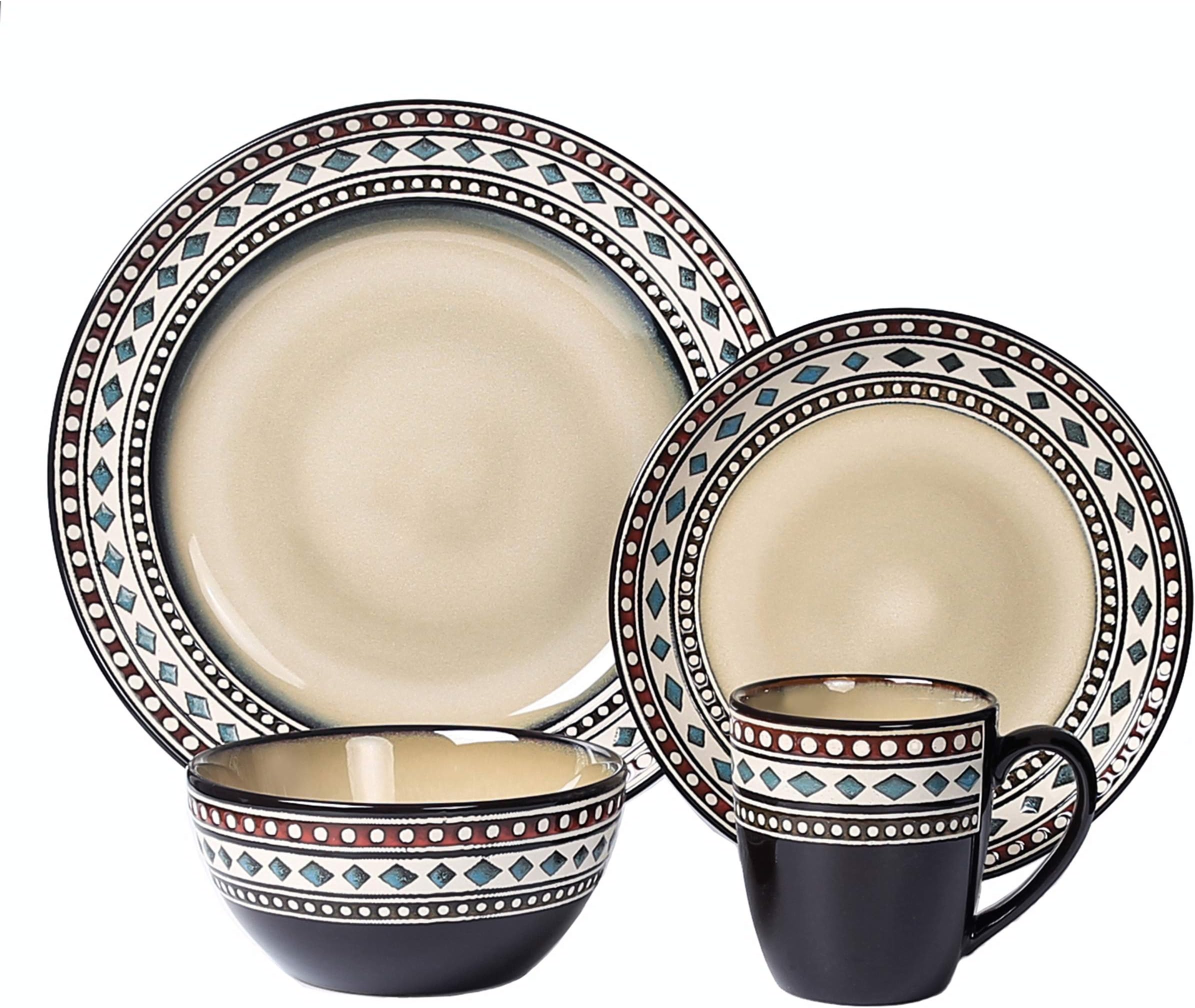Amazon.com | Lorren Home Trends Dalilah Dinnerware Set, Navy ...