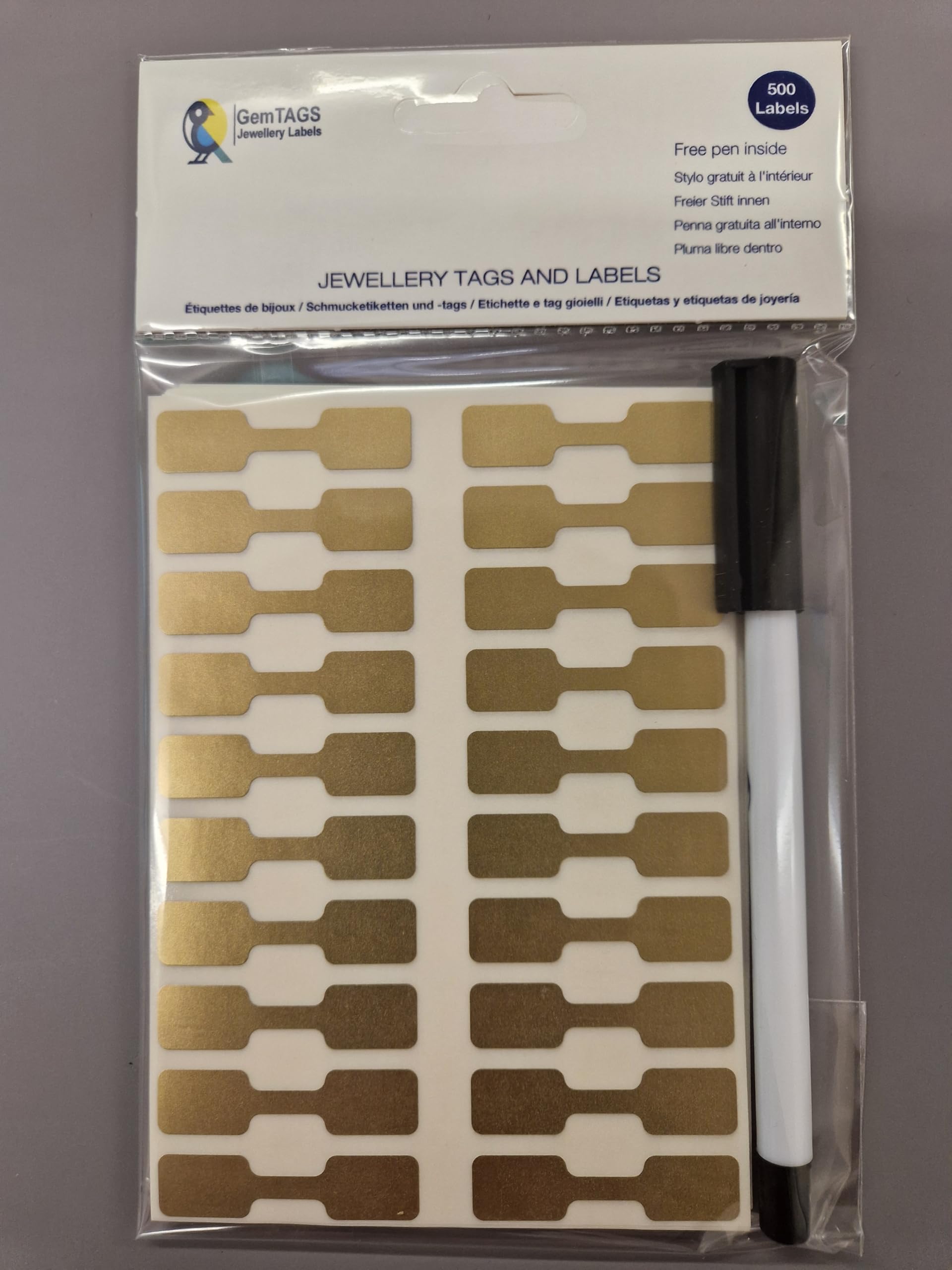 500 x Jewellery Labels Price Tags/Price Stickers/Dumbell Shaped Silver ...