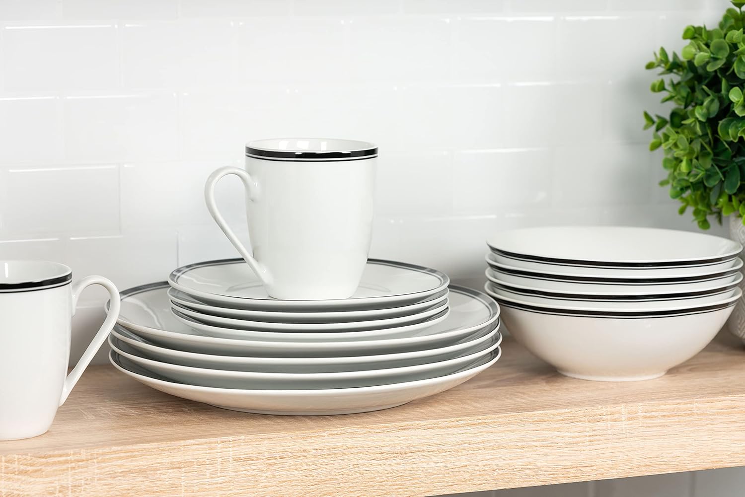 Buy 10 Strawberry Street Café Stripe 16 Piece Coupe Dinnerware Set ...