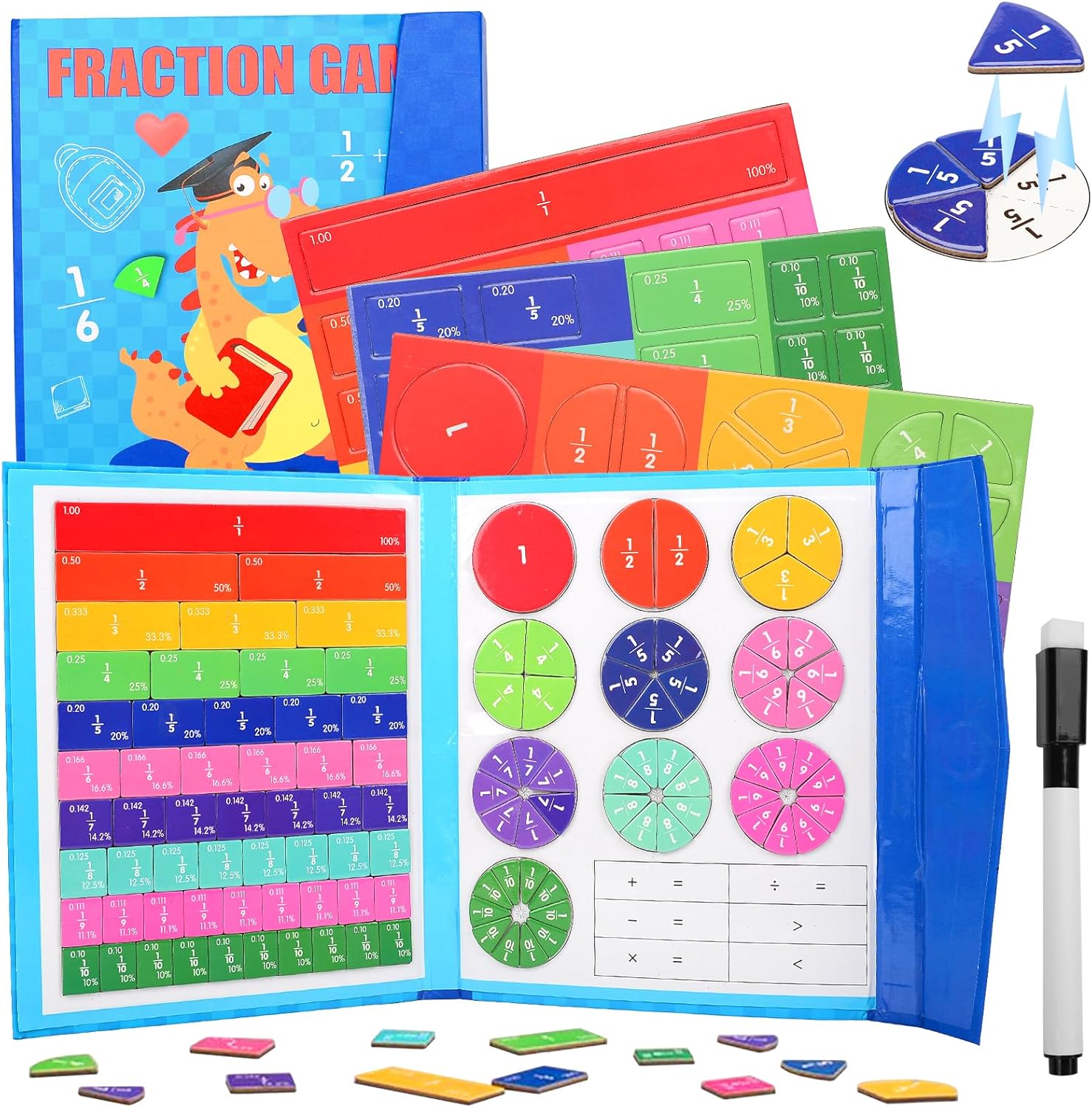 Fractions Resources for Children, Magnetic Book Maths Games, Montessori ...