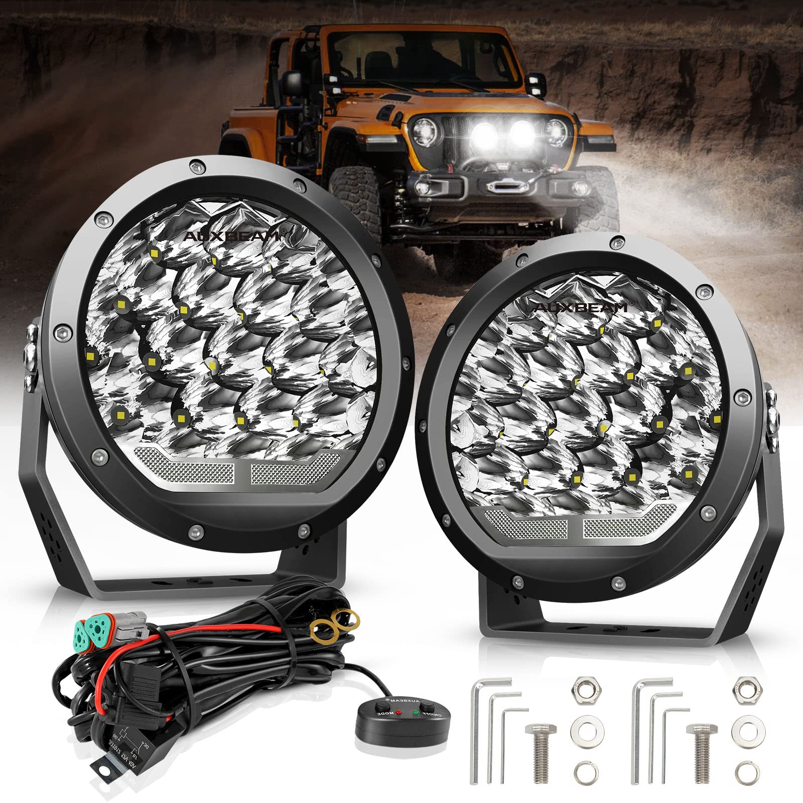 Auxbeam7 Inch Led Round Driving Light 2pcs 7 Offroad Lights ...