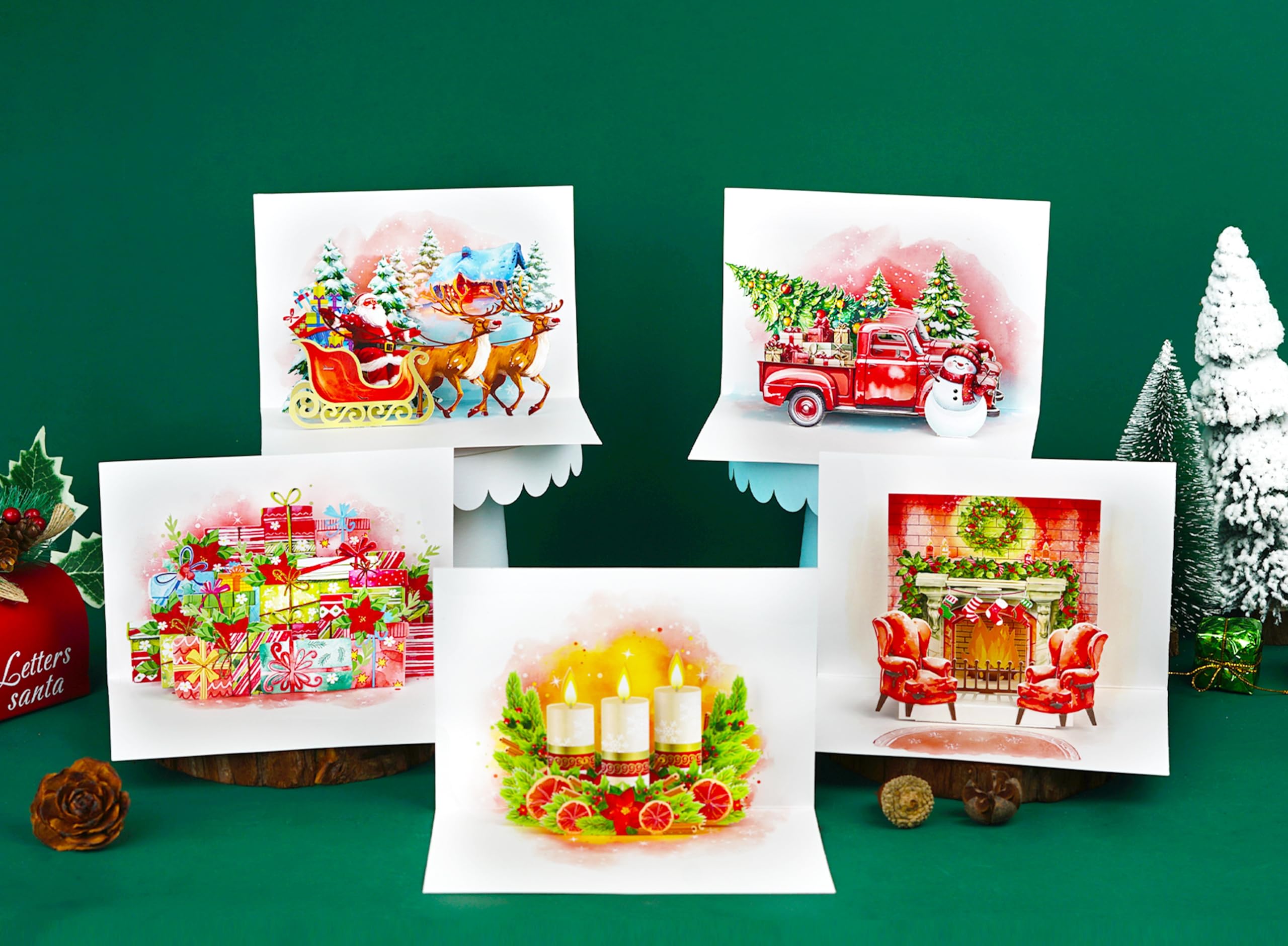 Set 5 Pop Up Christmas Cards | Christmas Pop Up Cards, 3D Greetings ...