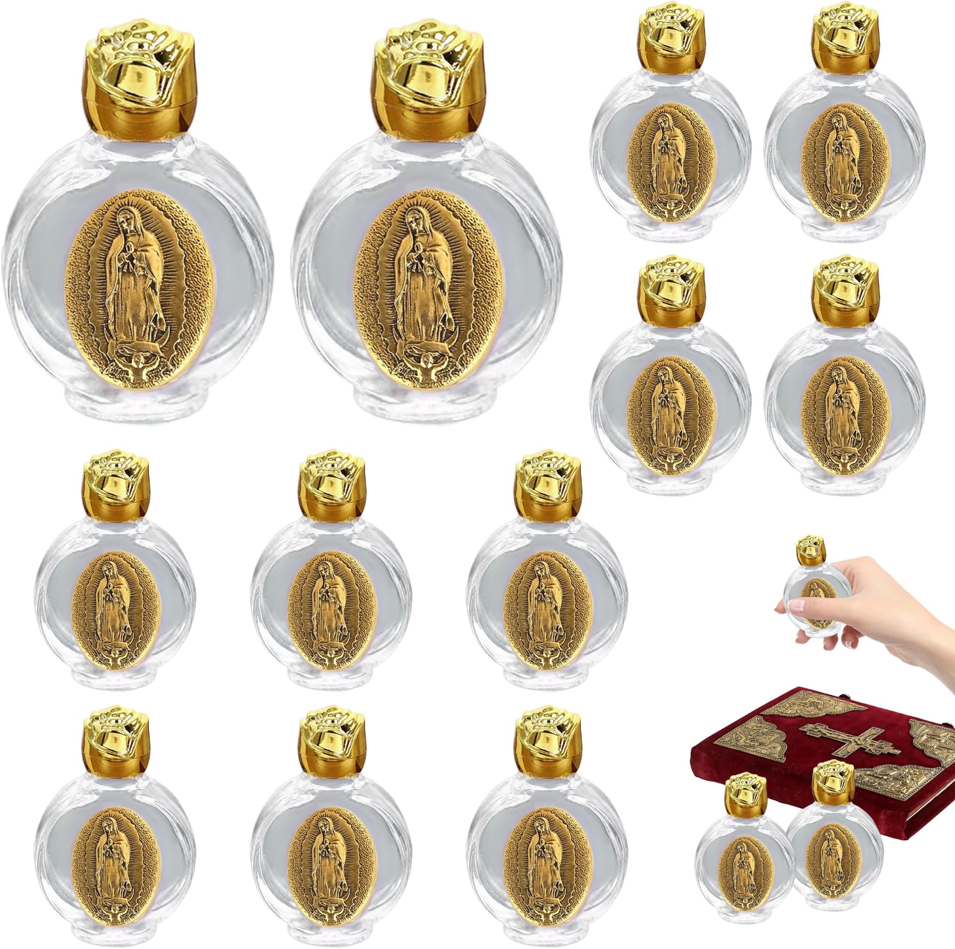 Amazon.com: 12 Pcs Catholic Holy Water Bottles 0.5 Floz Embossed Glass ...